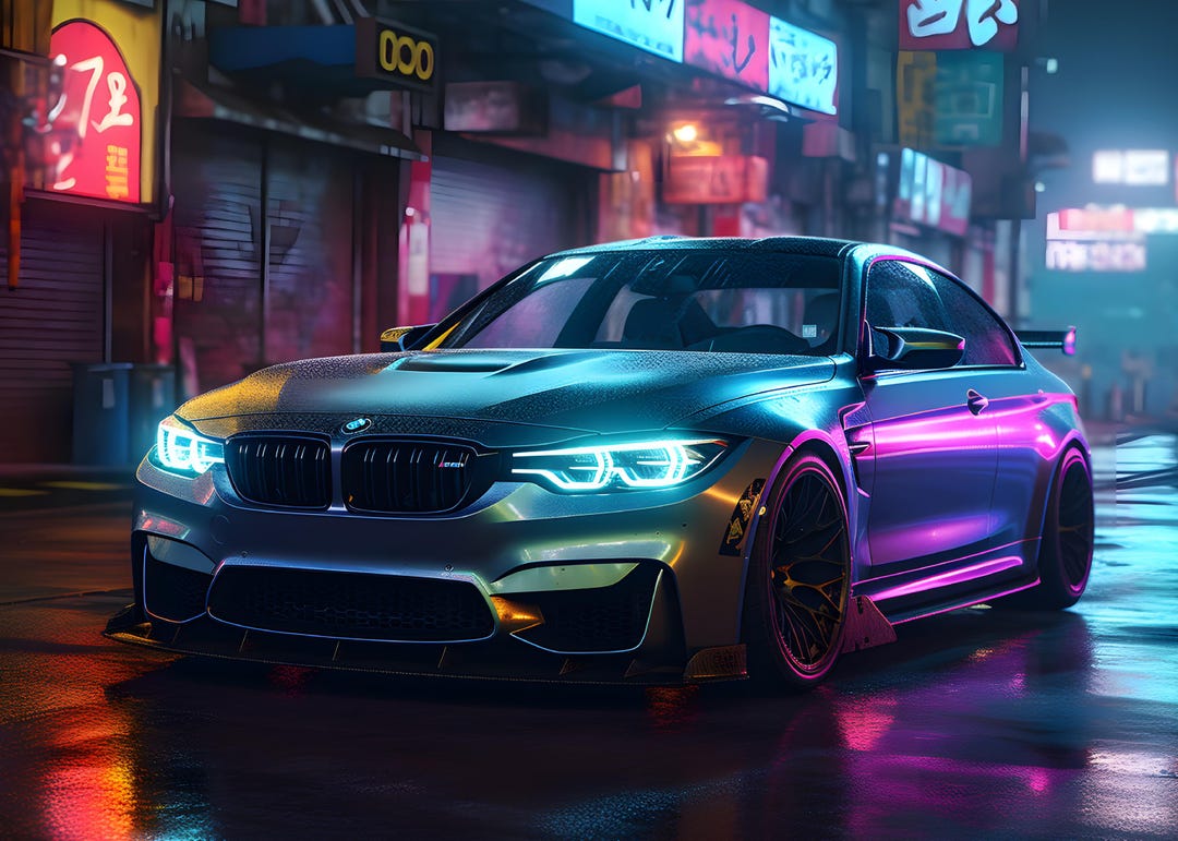 BMW M3 Poster Download, Neon BMW Poster, Neon Car Poster, Bmw M3 Neon ...
