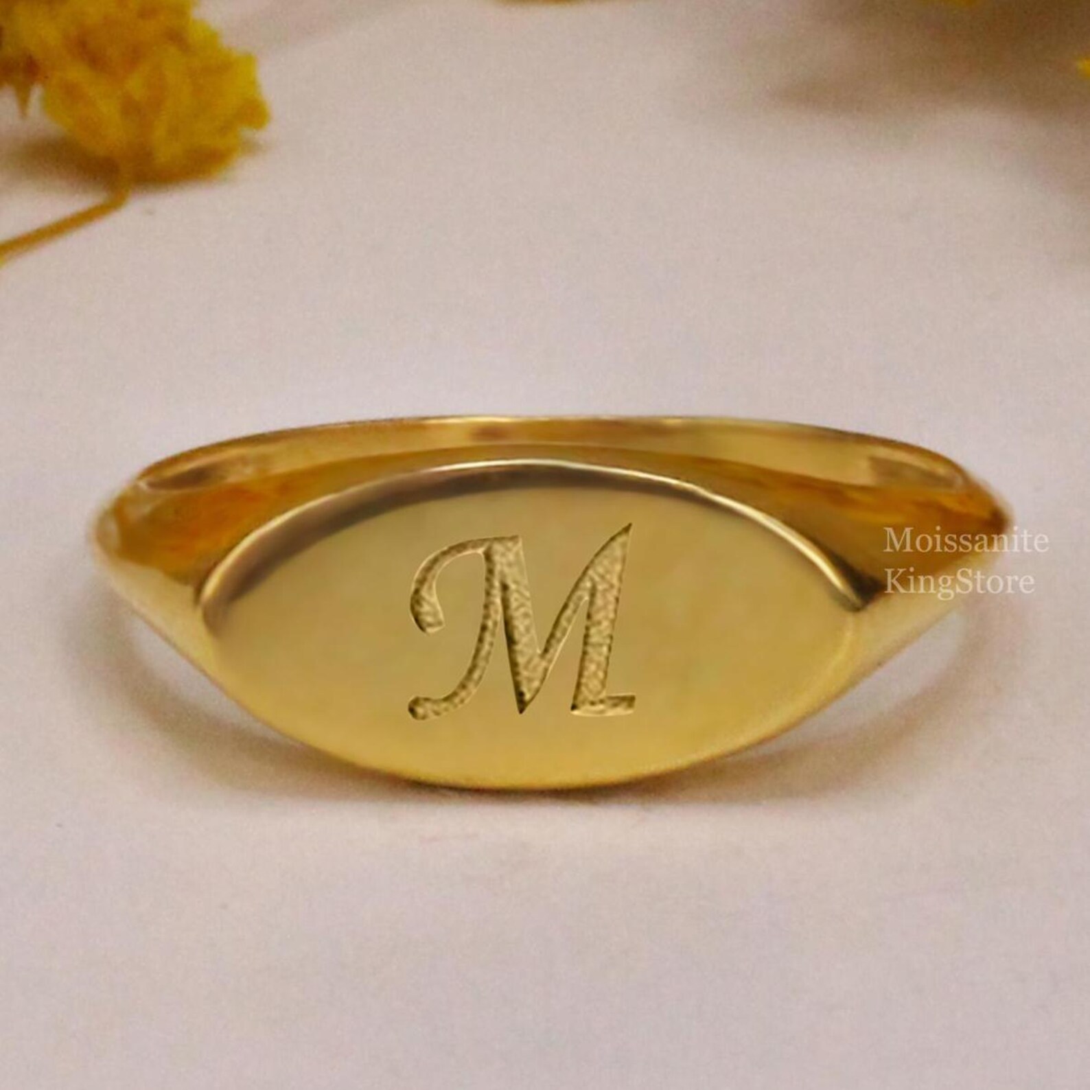 Personalized Gold Signet Ring: Custom Initial Monogram - Etsy
