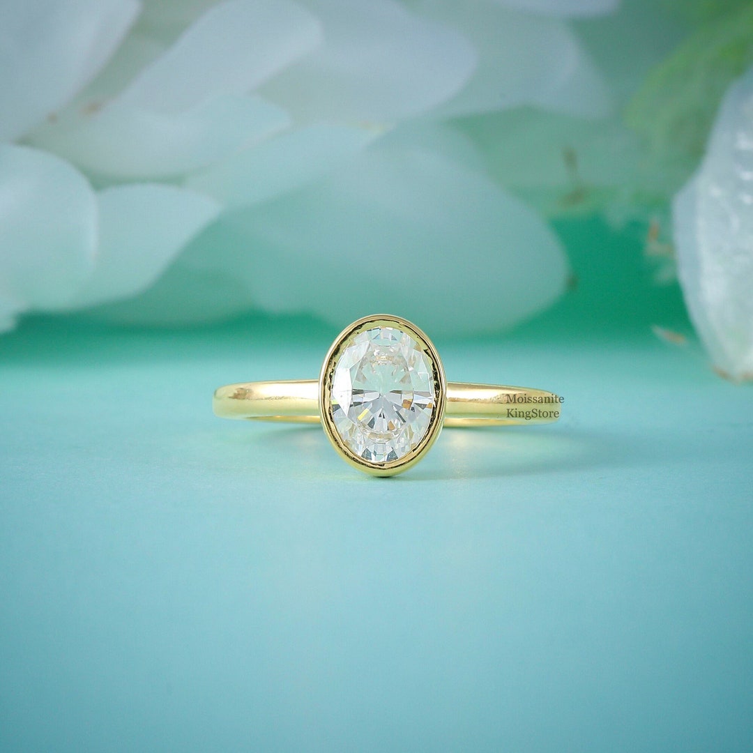 3 CT Oval Moissanite Engagement Ring Oval Colorless Wedding Ring Oval ...