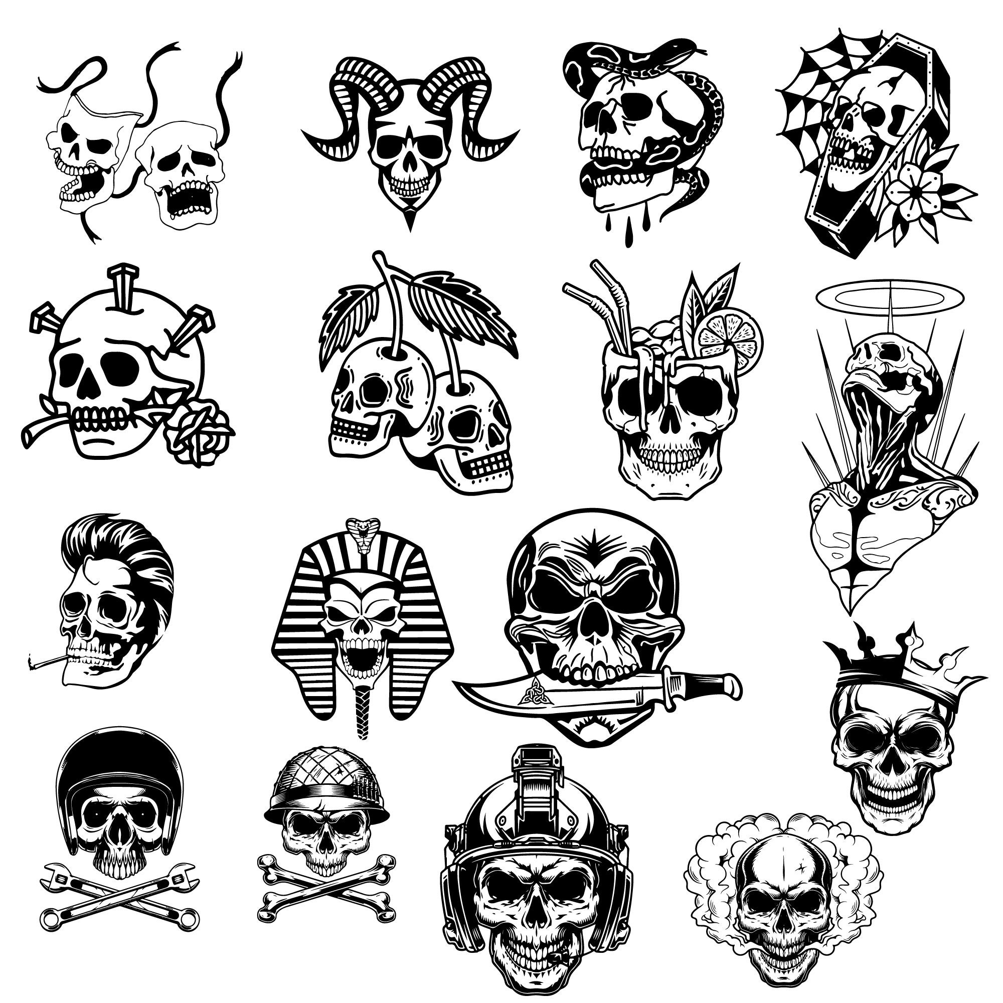 Skull Svg Bundle, Skull Png Files, Sugar Skulls Svg, Skull PNG Bundle ...