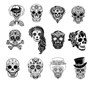 Skull Svg Bundle, Skull Png Files, Sugar Skulls Svg, Skull PNG Bundle ...