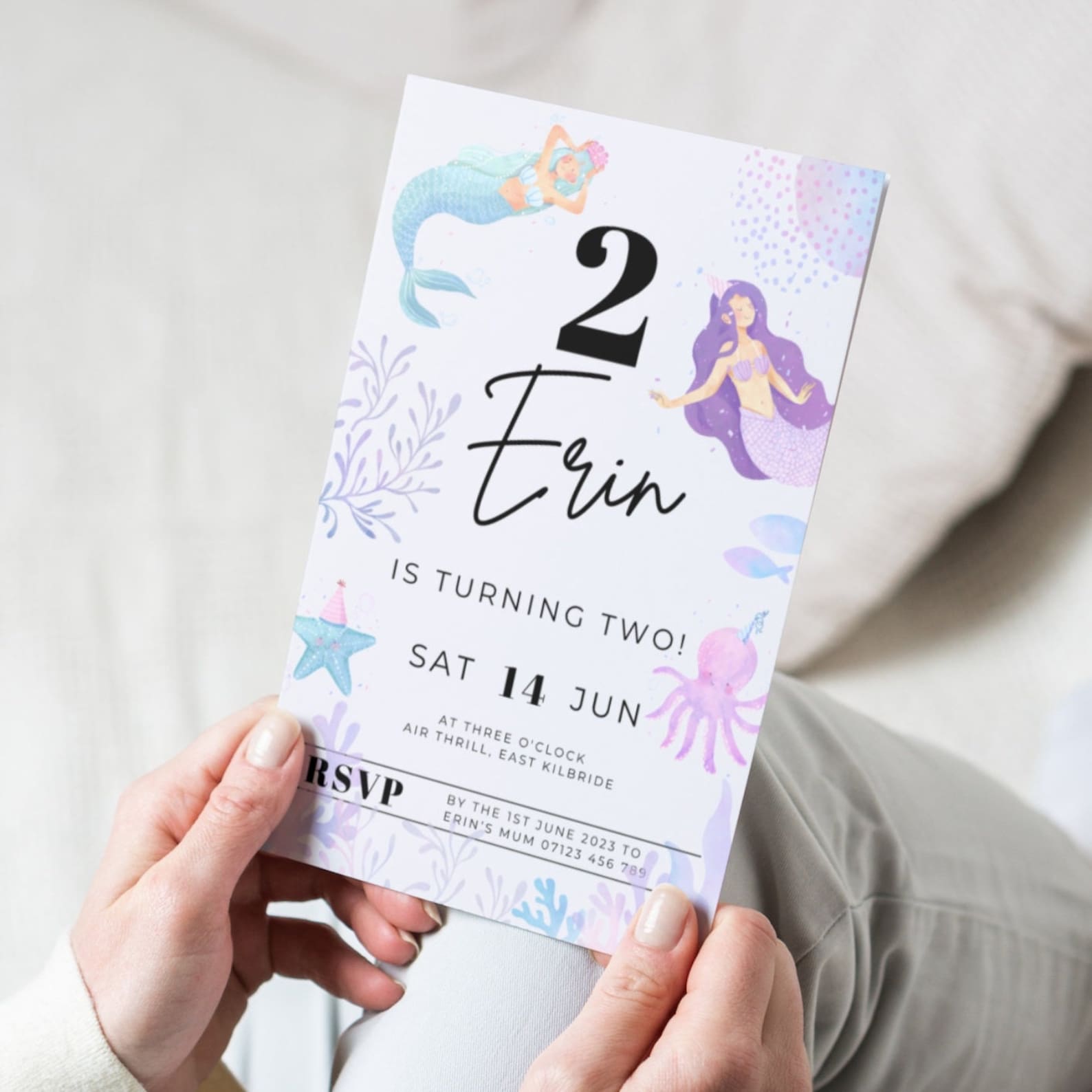 Mermaid Invitation Template Downloadable - Etsy