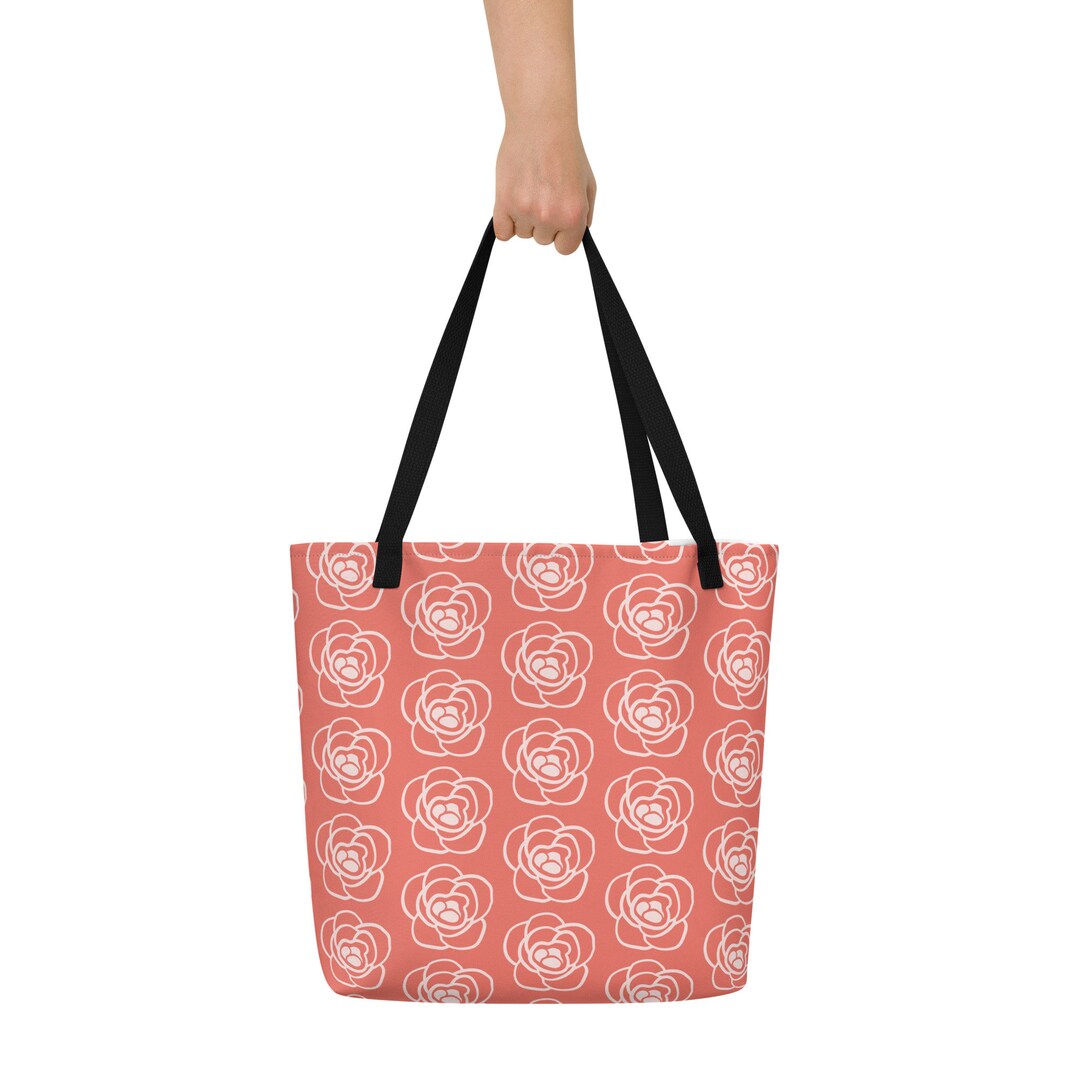 All-over Print Large Tote Bag - Floral 1shopping Tote Bag, Custom Tote ...