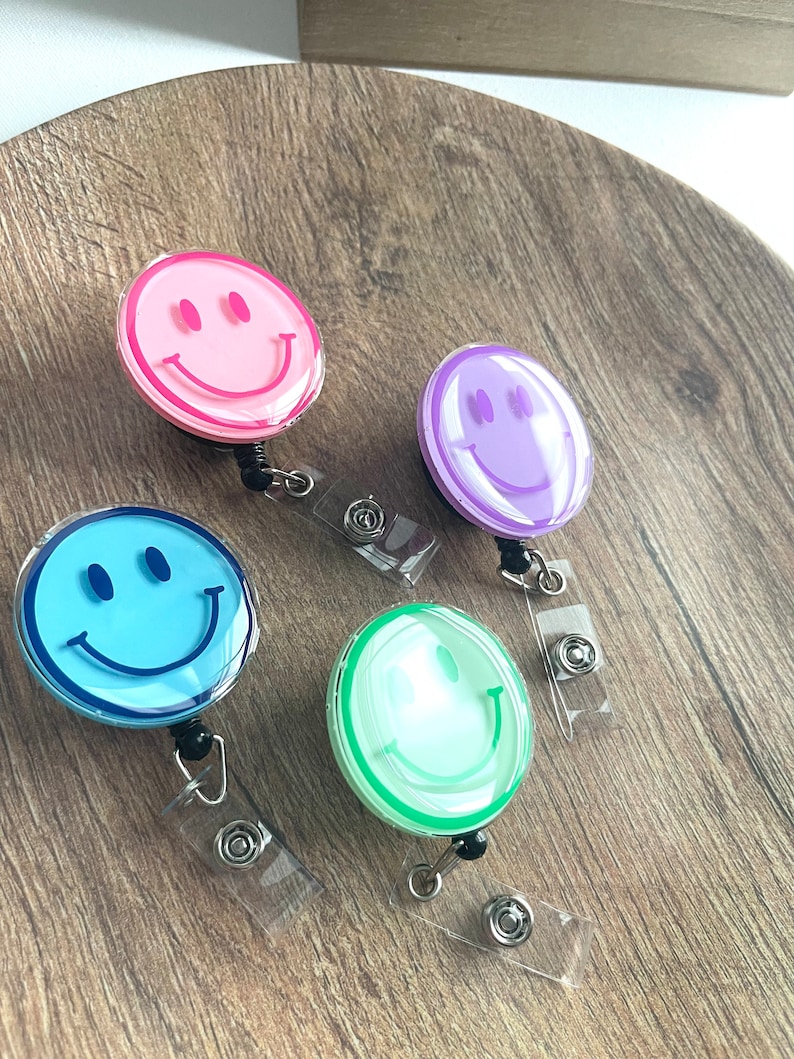 Smiley Face Badge Reel - Etsy