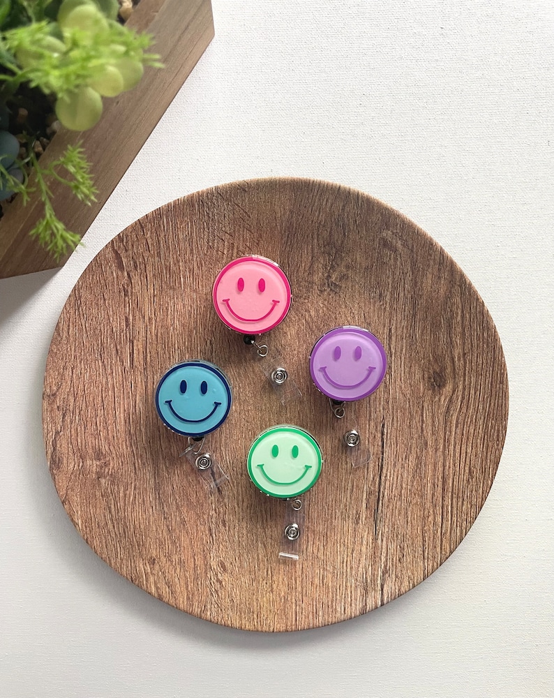 Smiley Face Badge Reel - Etsy