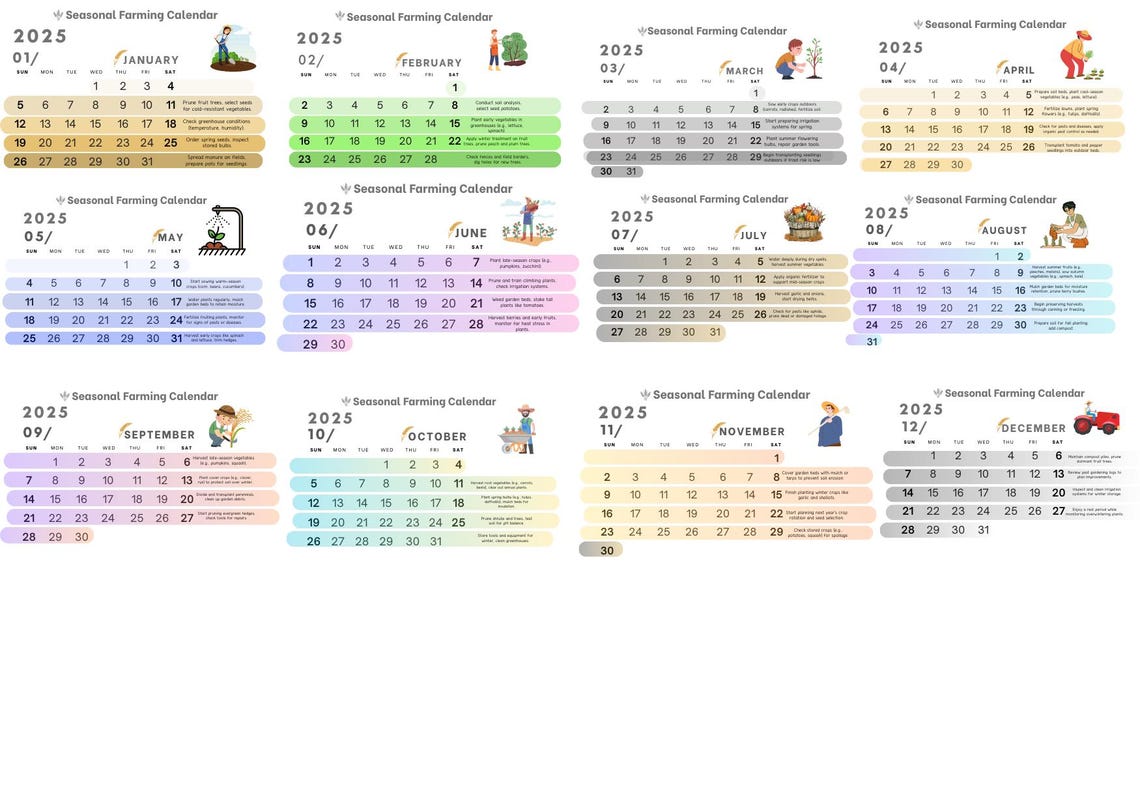 Seasonal Farming Calendar, Farming Planner, Agricultural Calendar ...