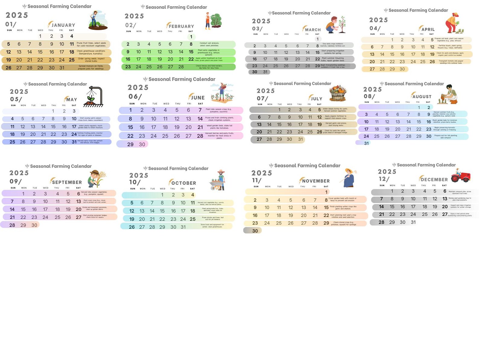 Seasonal Farming Calendar, Farming Planner, Agricultural Calendar ...
