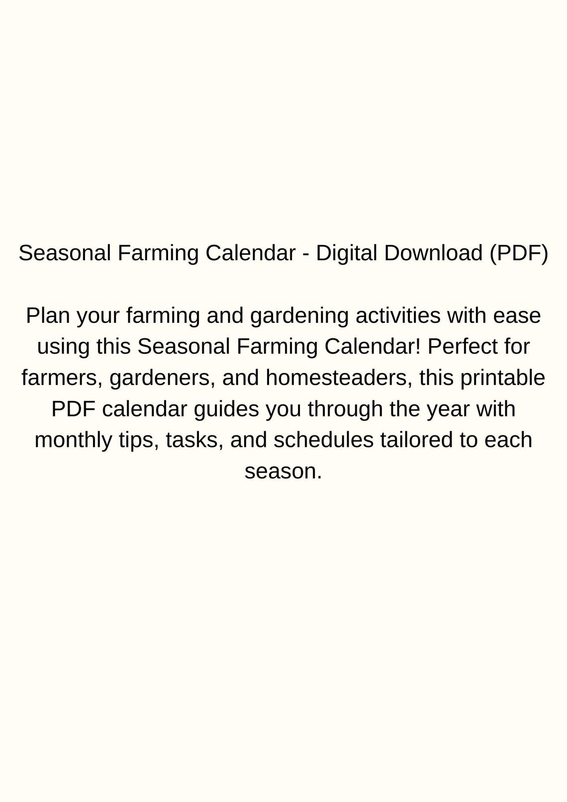 Seasonal Farming Calendar, Farming Planner, Agricultural Calendar ...