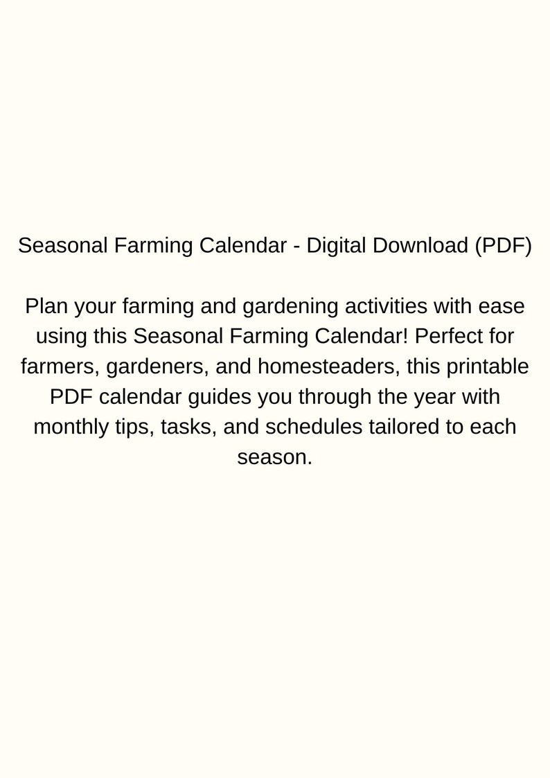 Seasonal Farming Calendar, Farming Planner, Agricultural Calendar ...
