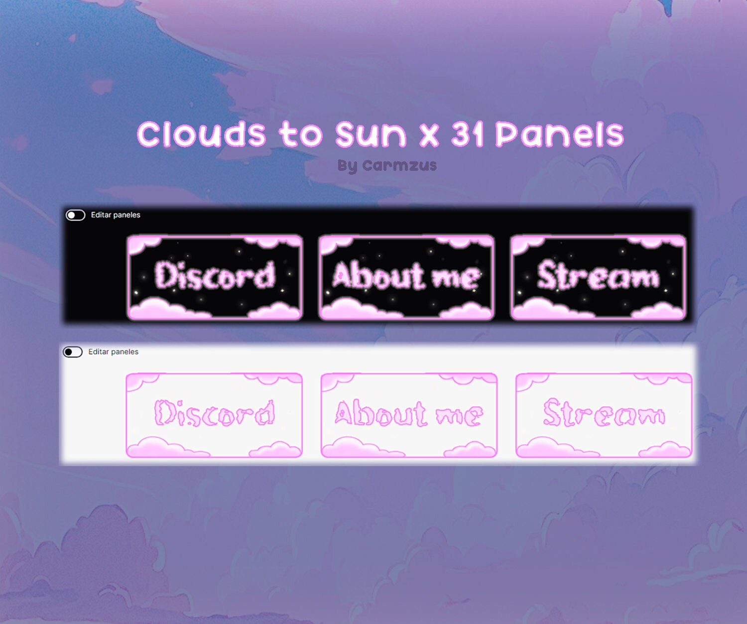 31x Twitch Cute Pink Cloud Panels / Widgets / Kawaii / Streamer ...