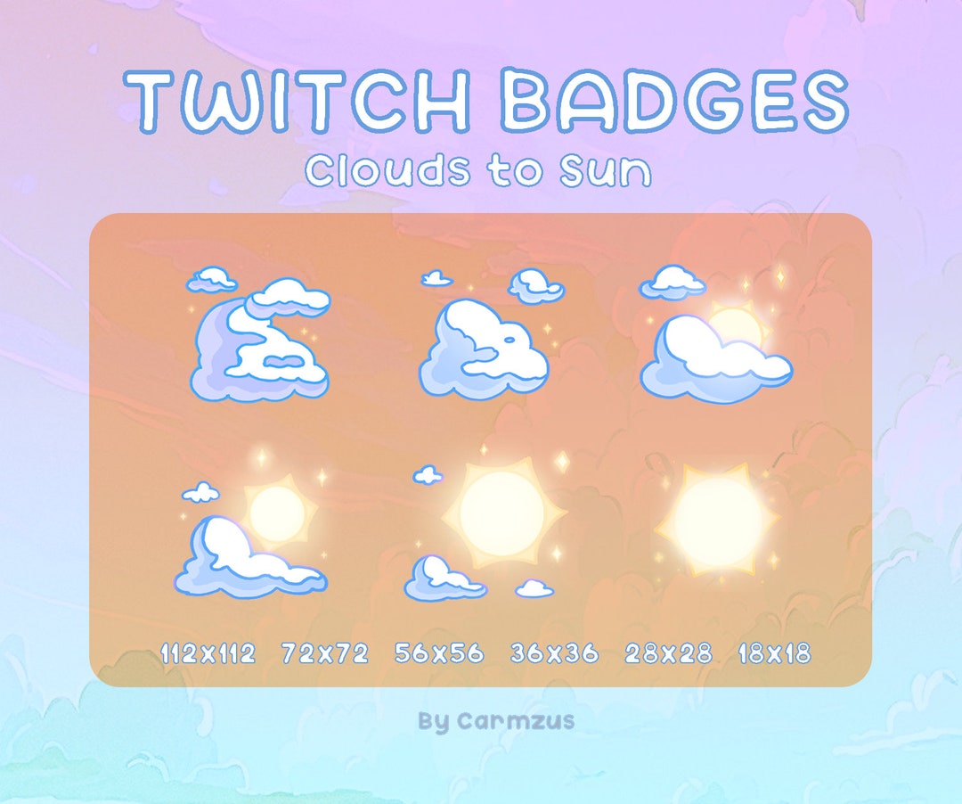 Clouds to Sun Twitch Sub Bit Cheer Badges / Baby Blue Clouds Emotes for ...