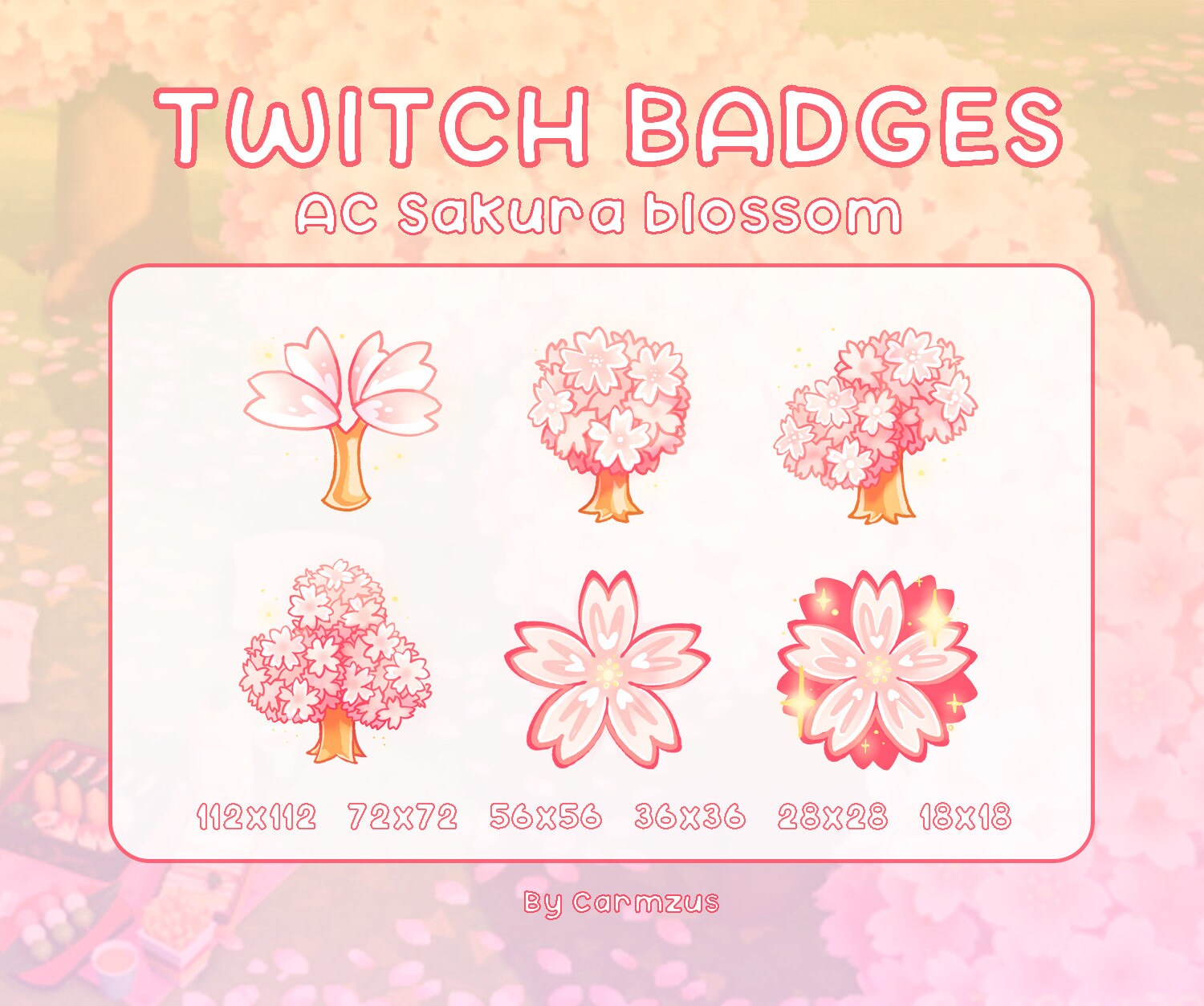 Cherry Blossom Tree Sub Badges for Twitch / Cute Animal Crossing Sakura ...