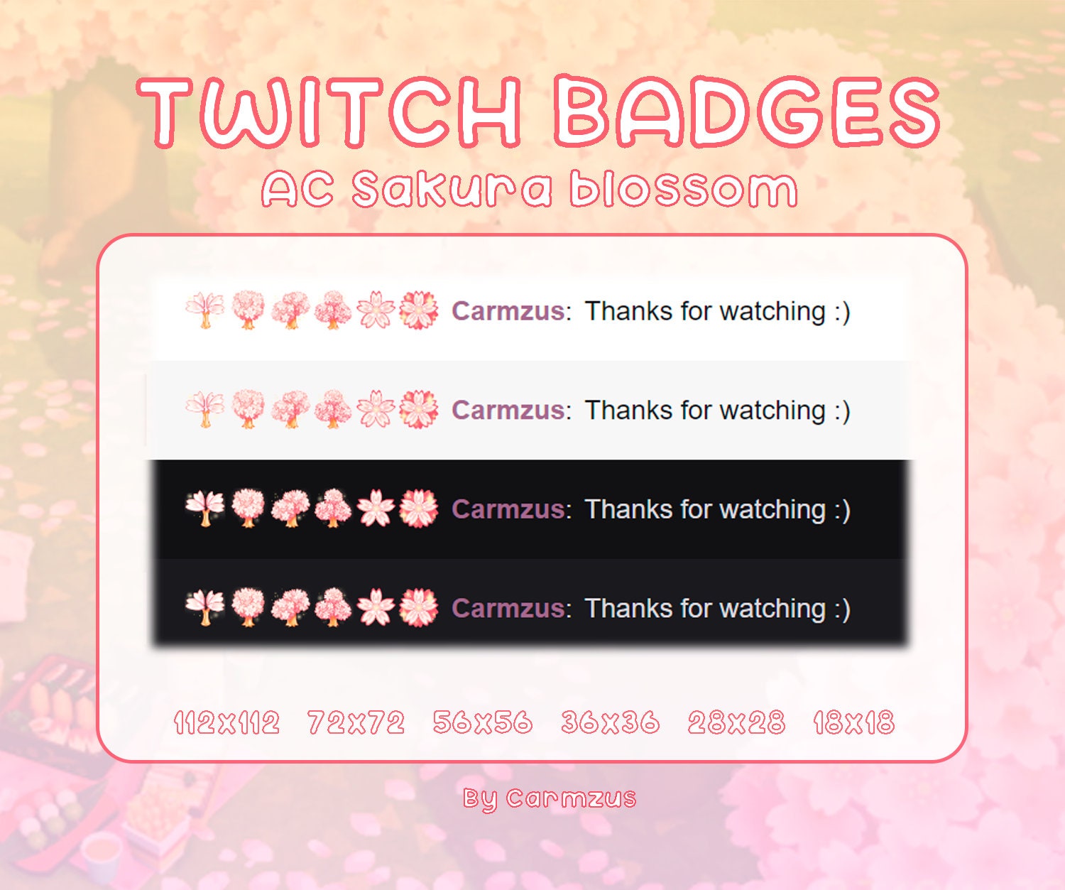 Cherry Blossom Tree Sub Badges for Twitch / Cute Animal Crossing Sakura ...