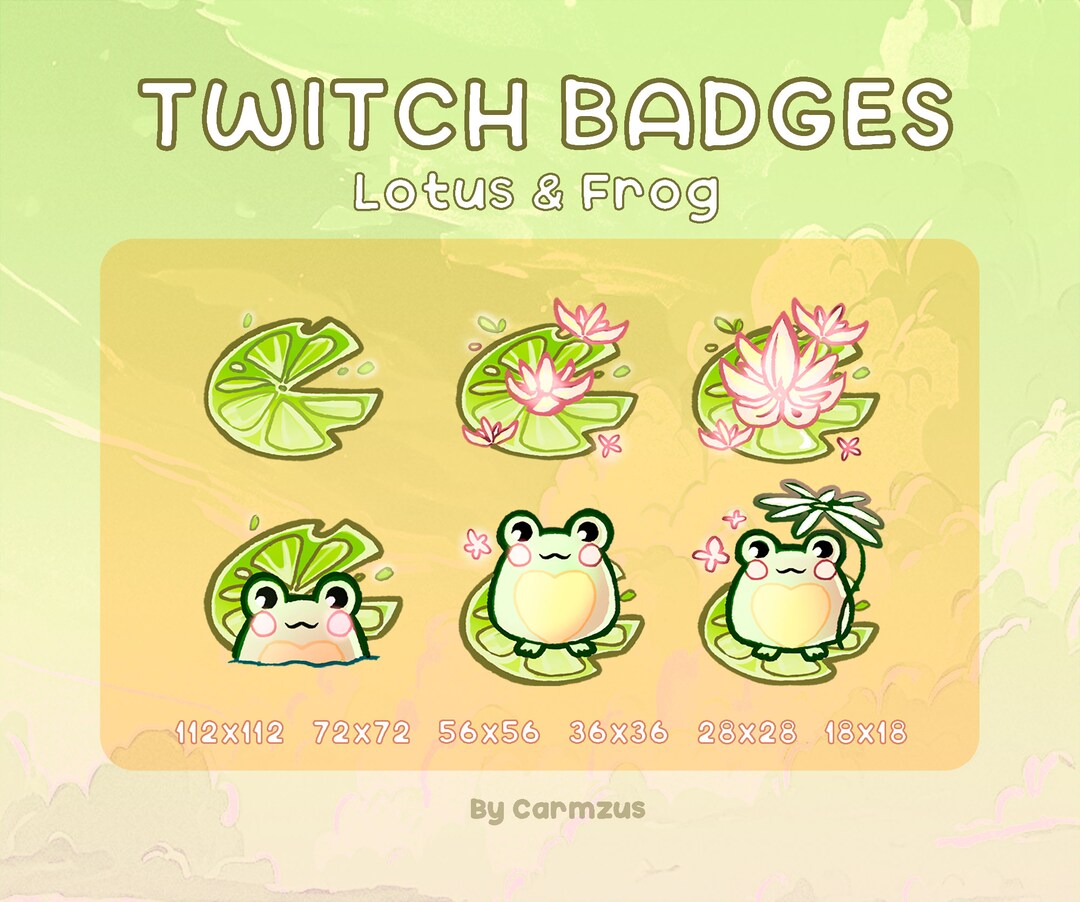 Lotus and Frog Twitch Sub Bit Cheer Badges / Cute Frog Emote / Flower ...