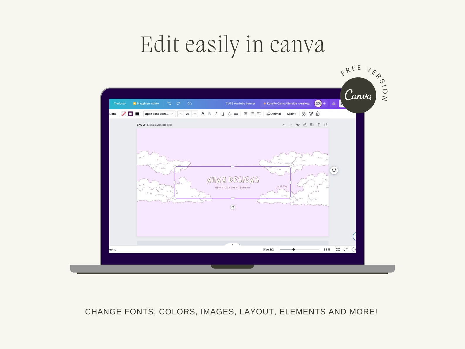 PASTEL SKY Youtube Channel Banner | Editable Canva Template | Soft ...