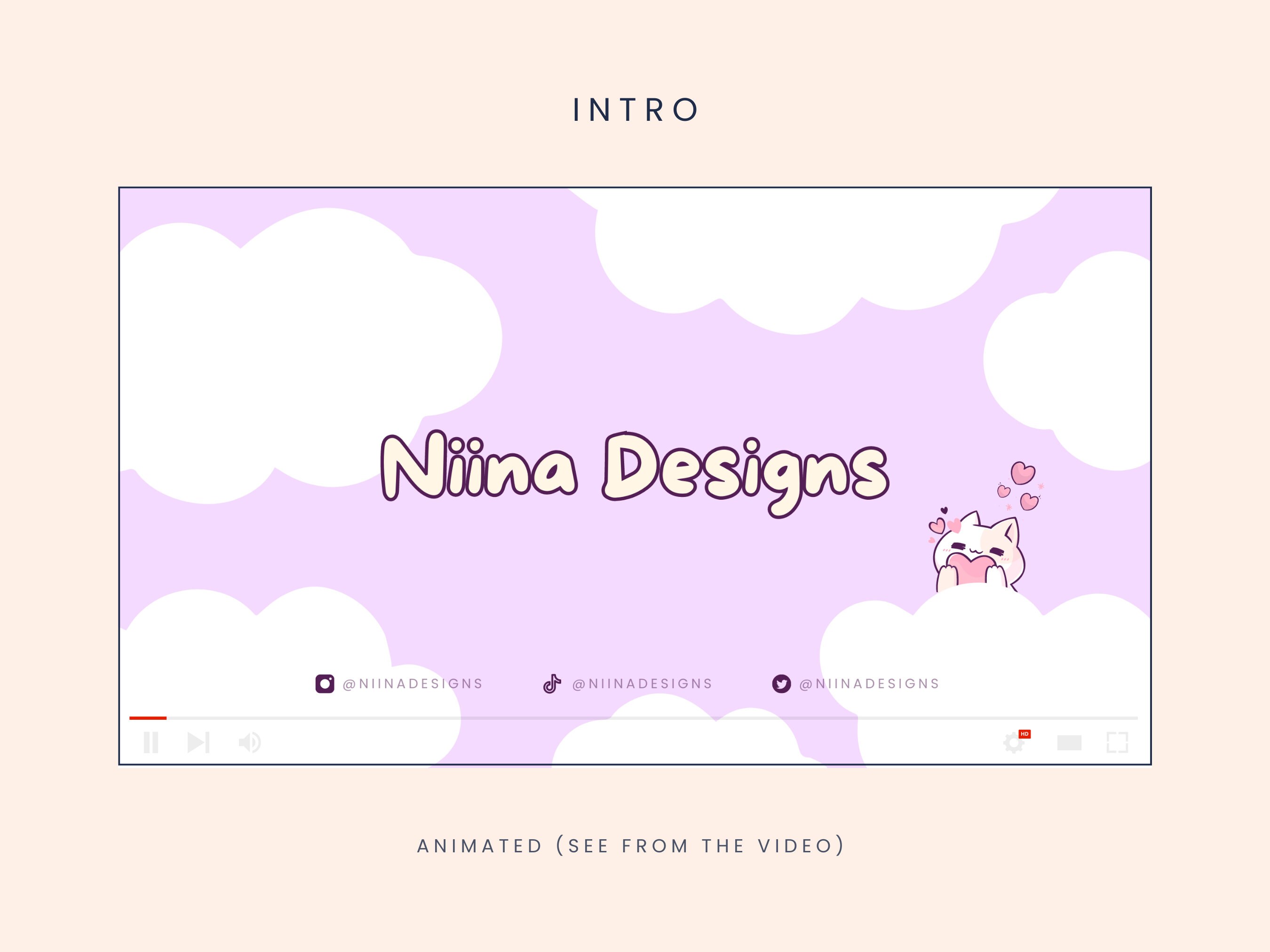 KAWAII Youtube Channel Branding Kit Banner Animated Intro - Etsy
