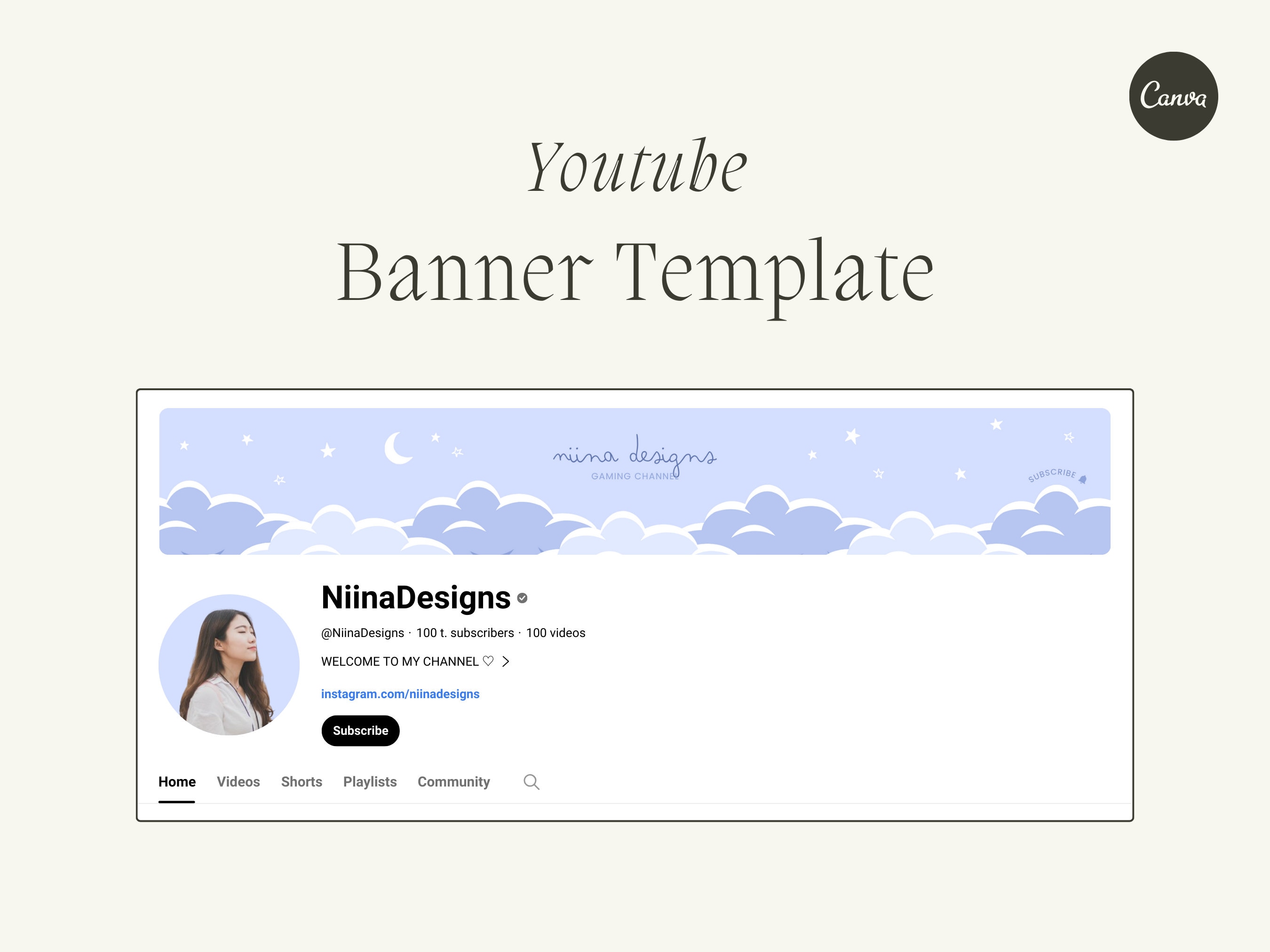 BLUE CLOUDS Youtube Channel Banner | Editable Canva Template | Adorable ...