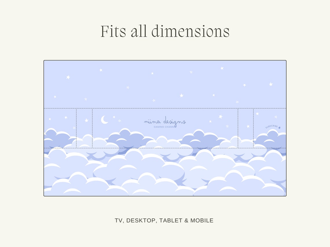 BLUE CLOUDS Youtube Channel Banner | Editable Canva Template | Adorable ...