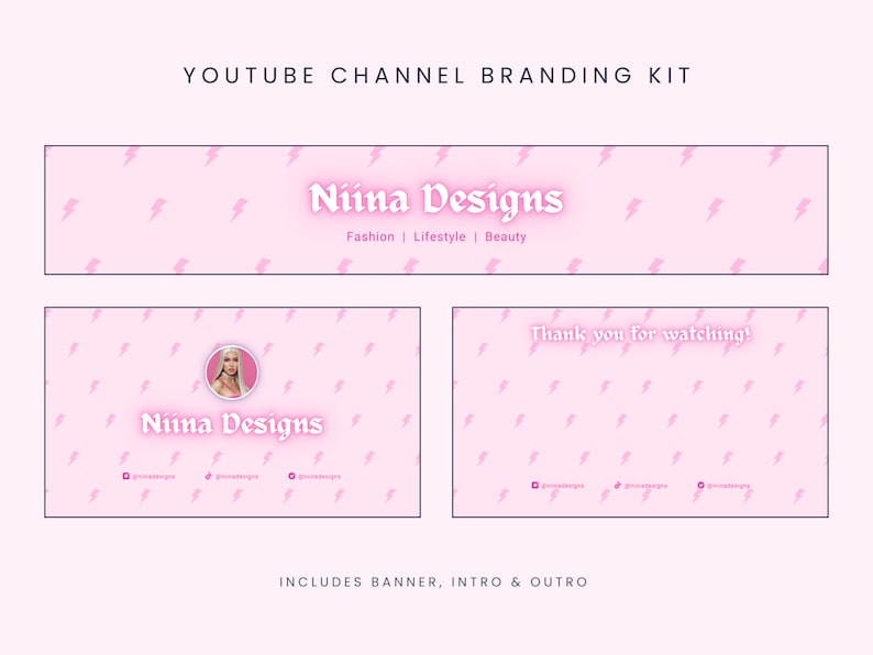 PINK 2000s Youtube Channel Branding Kit Banner Animated - Etsy