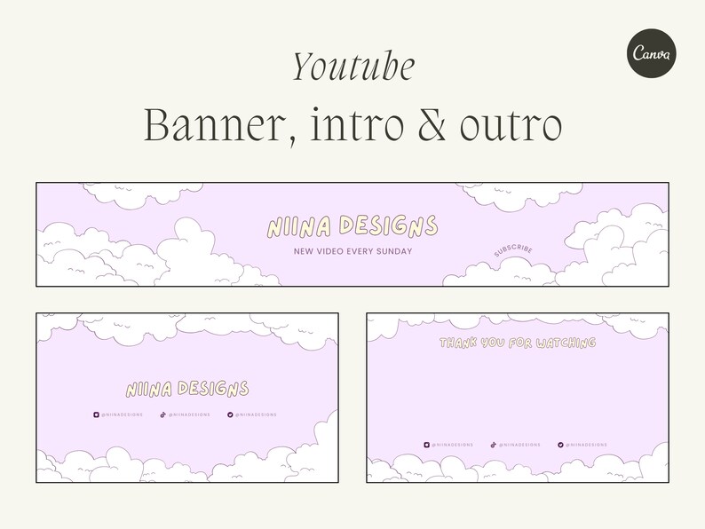PASTEL SKY Youtube Channel Branding Kit Banner, Animated Intro and ...