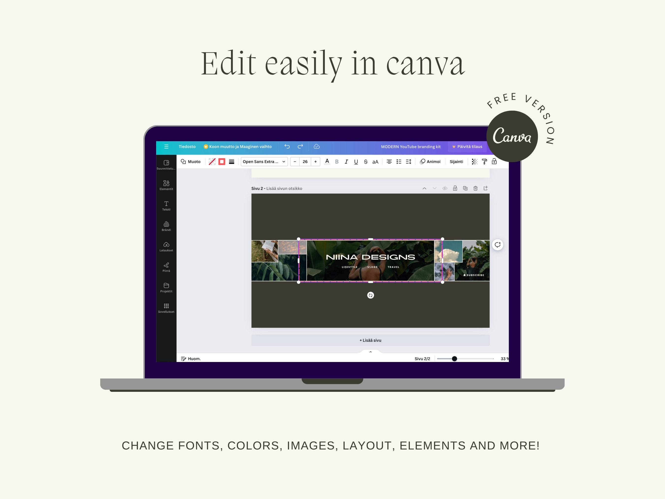 MODERN Youtube Channel Banner | Editable Canva Template | Minimalistic ...