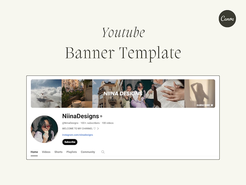 TRENDY Youtube Channel Banner | Editable Canva Template | Minimalistic ...