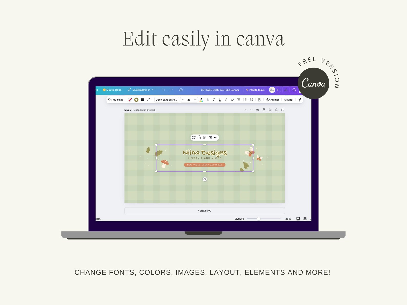 COTTAGE CORE Youtube Channel Banner | Editable Canva Template | Forest ...