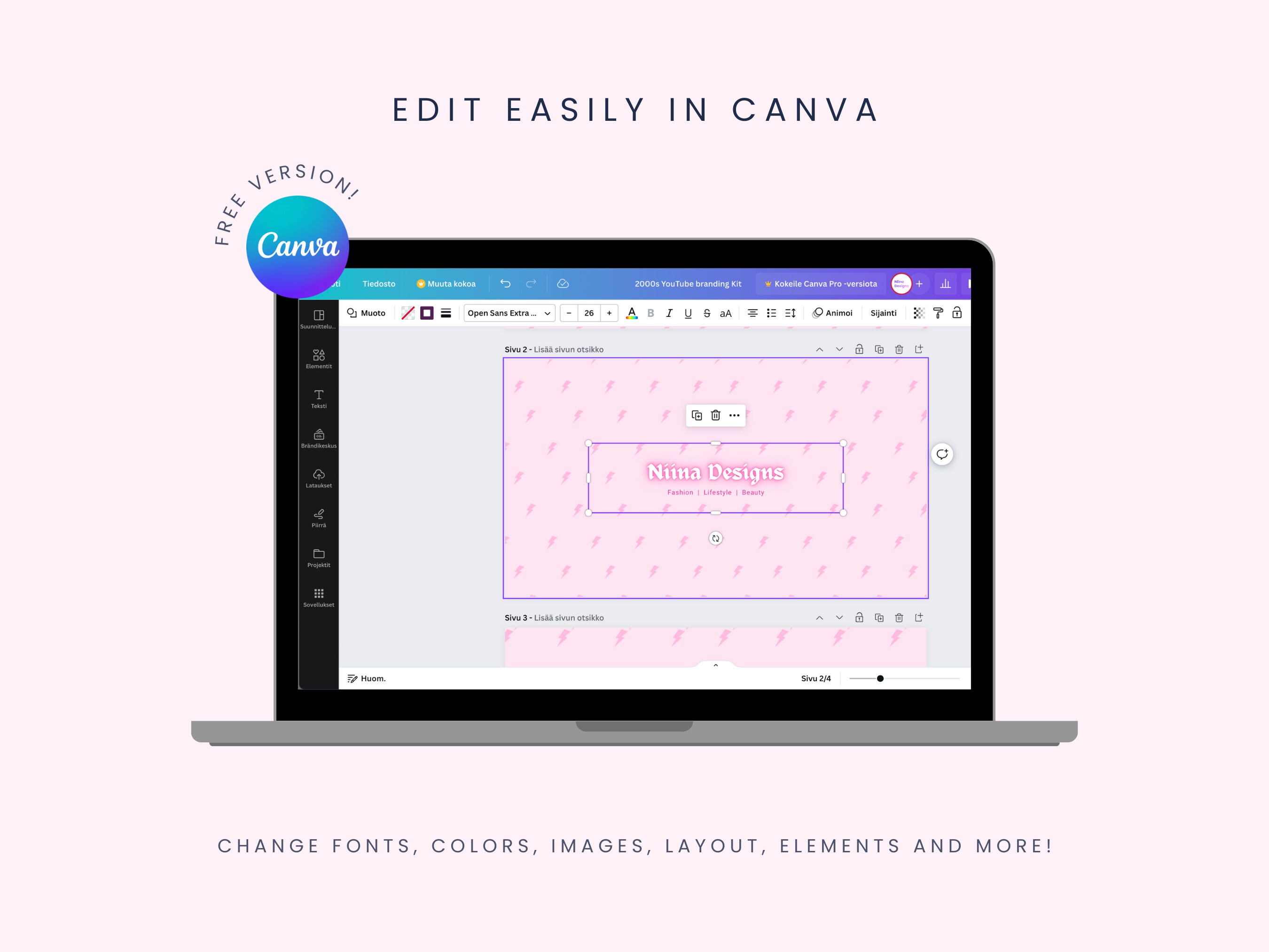 PINK 2000s Youtube Channel Branding Kit Banner Animated - Etsy