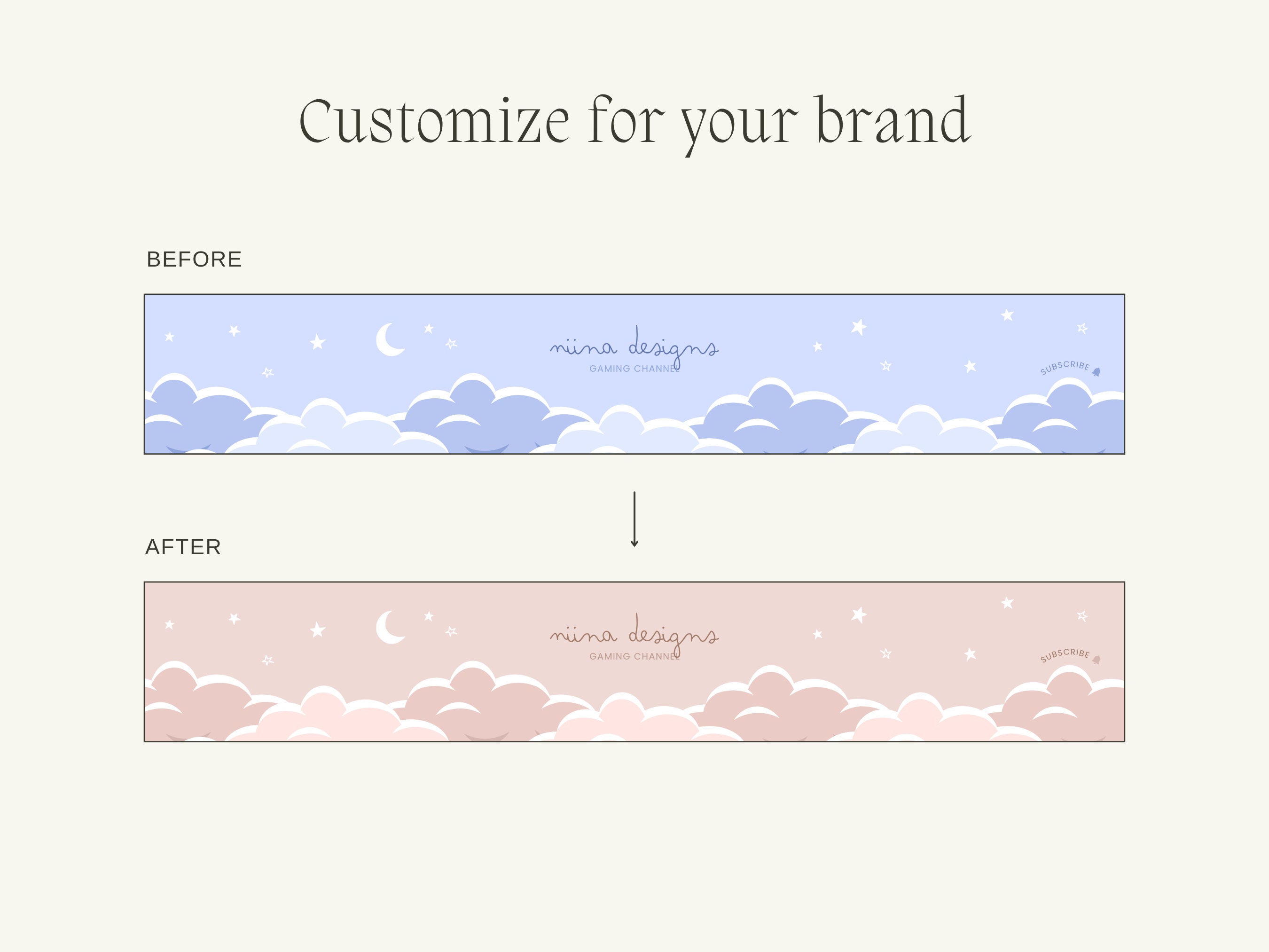 BLUE CLOUDS Youtube Channel Banner | Editable Canva Template | Adorable ...