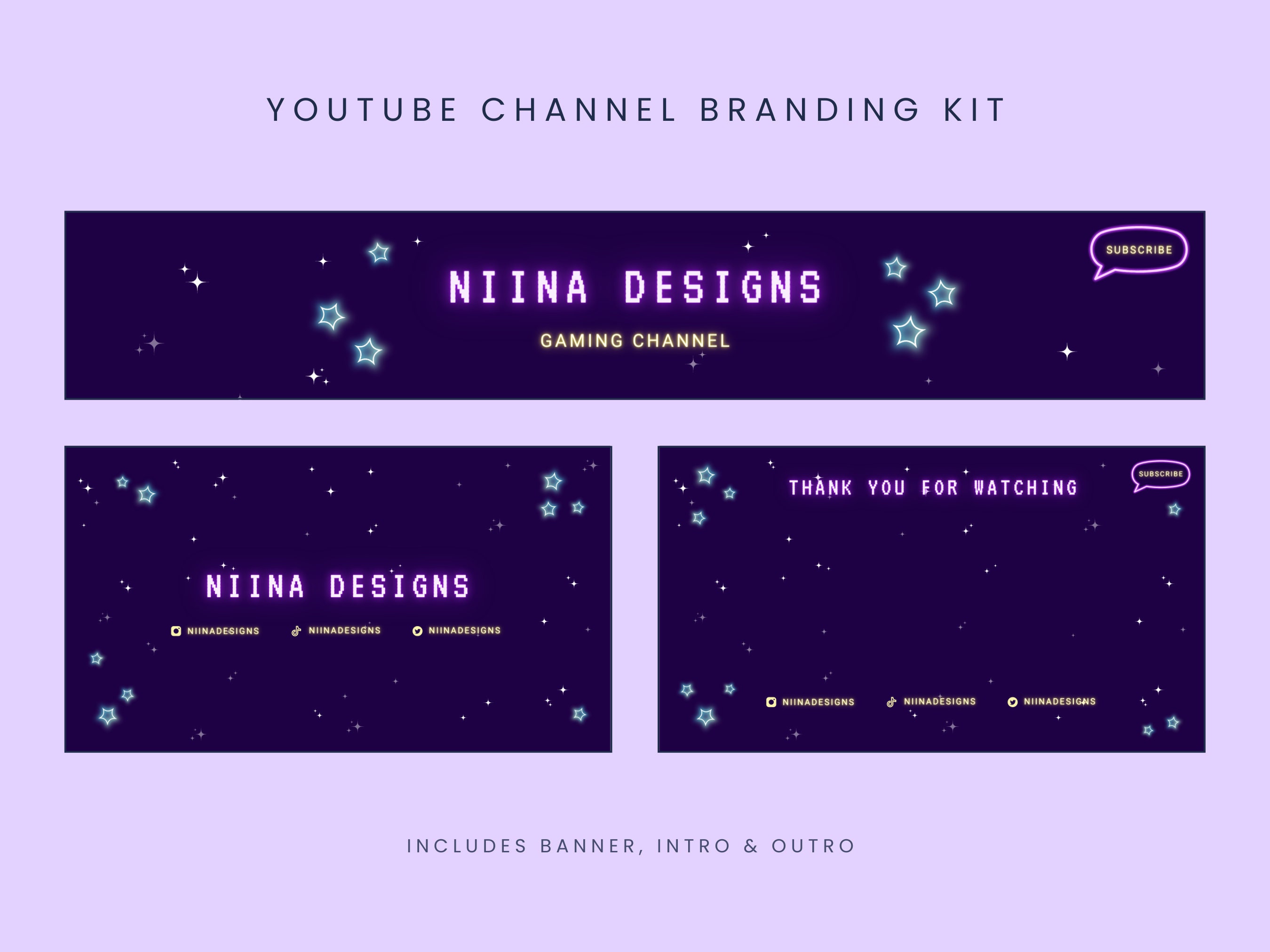 DARK NEON Youtube Channel Branding Kit | Banner, Animated Intro and ...