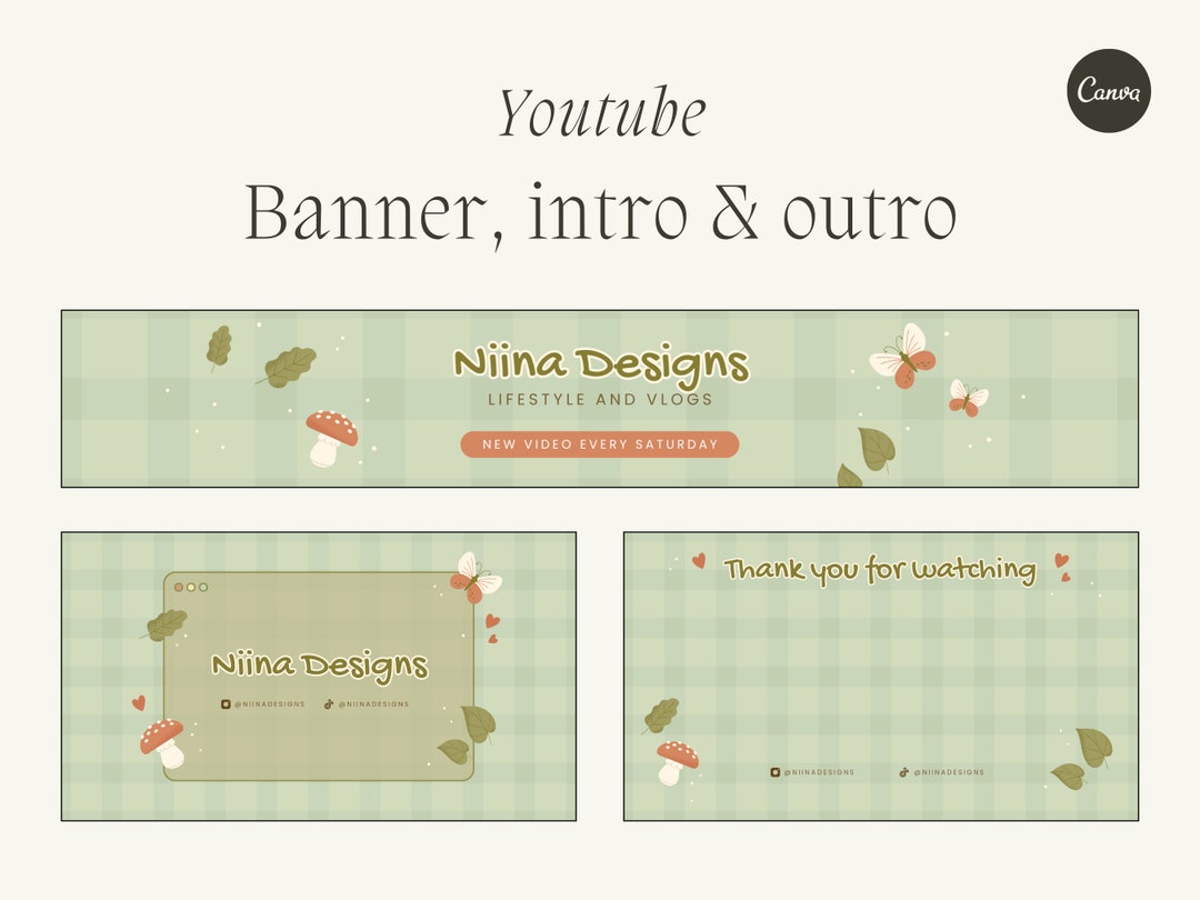COTTAGE CORE Youtube Channel Branding Kit | Banner, Animated Intro and ...