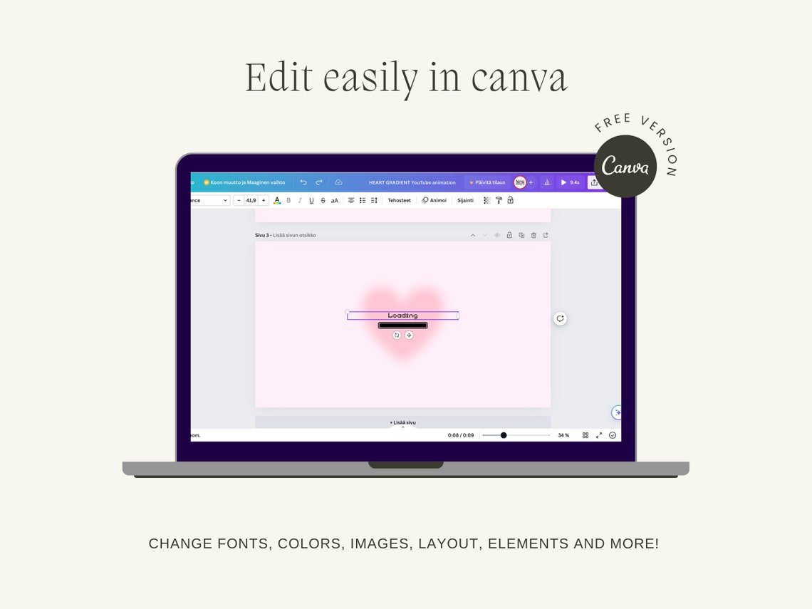 HEART GRADIENT Animated Intro Video | Youtube Channel Loading Animation | Editable Canva ...