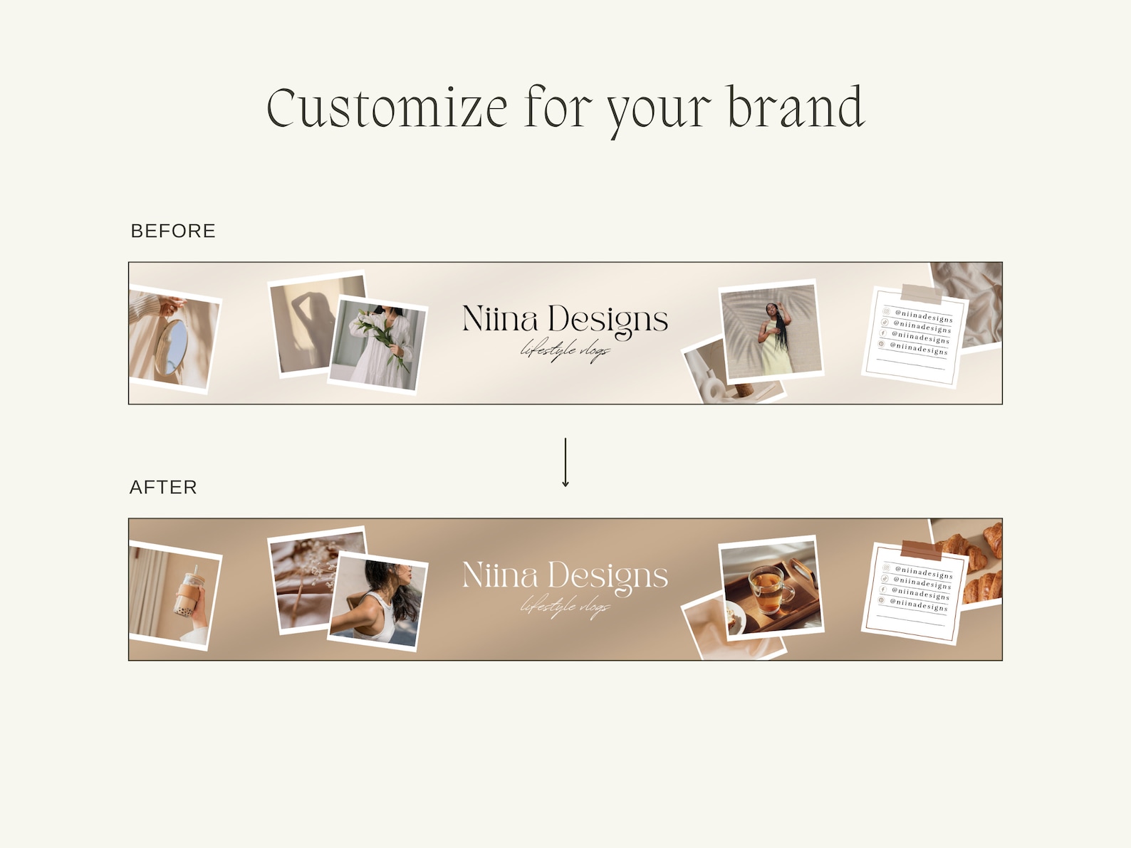 BEIGE BOHO Youtube Channel Branding Kit | Banner, Animated Intro and ...