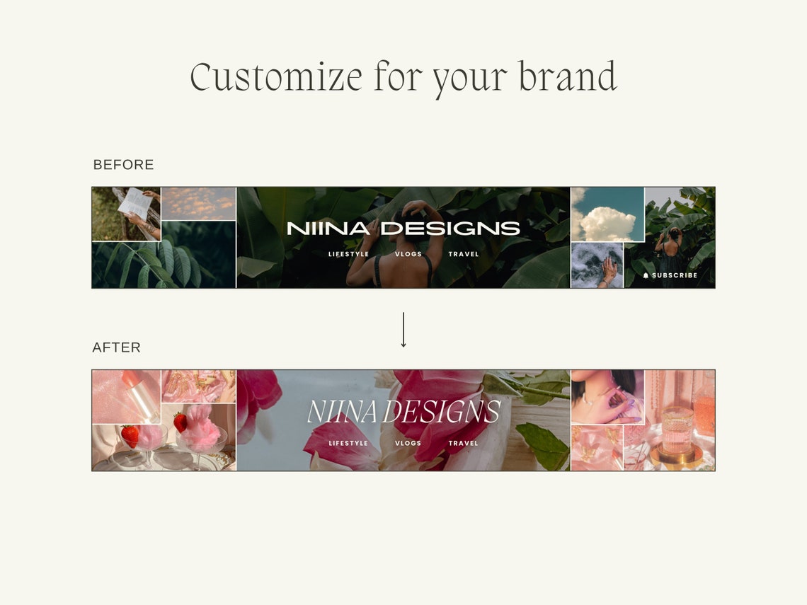 MODERN Youtube Channel Banner | Editable Canva Template | Minimalistic ...