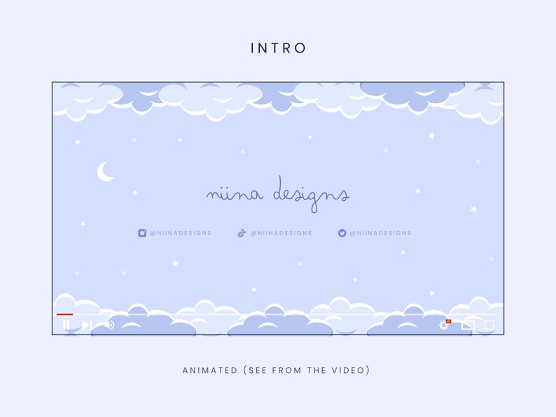 BLUE CLOUDS Youtube Channel Branding Kit Banner, Animated Intro and ...