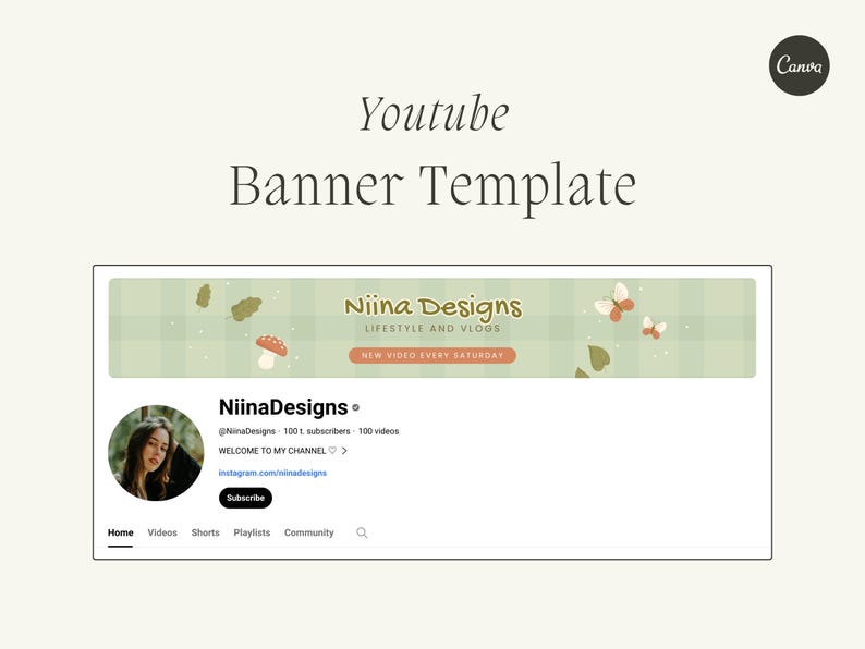 COTTAGE CORE Youtube Channel Banner | Editable Canva Template | Forest ...
