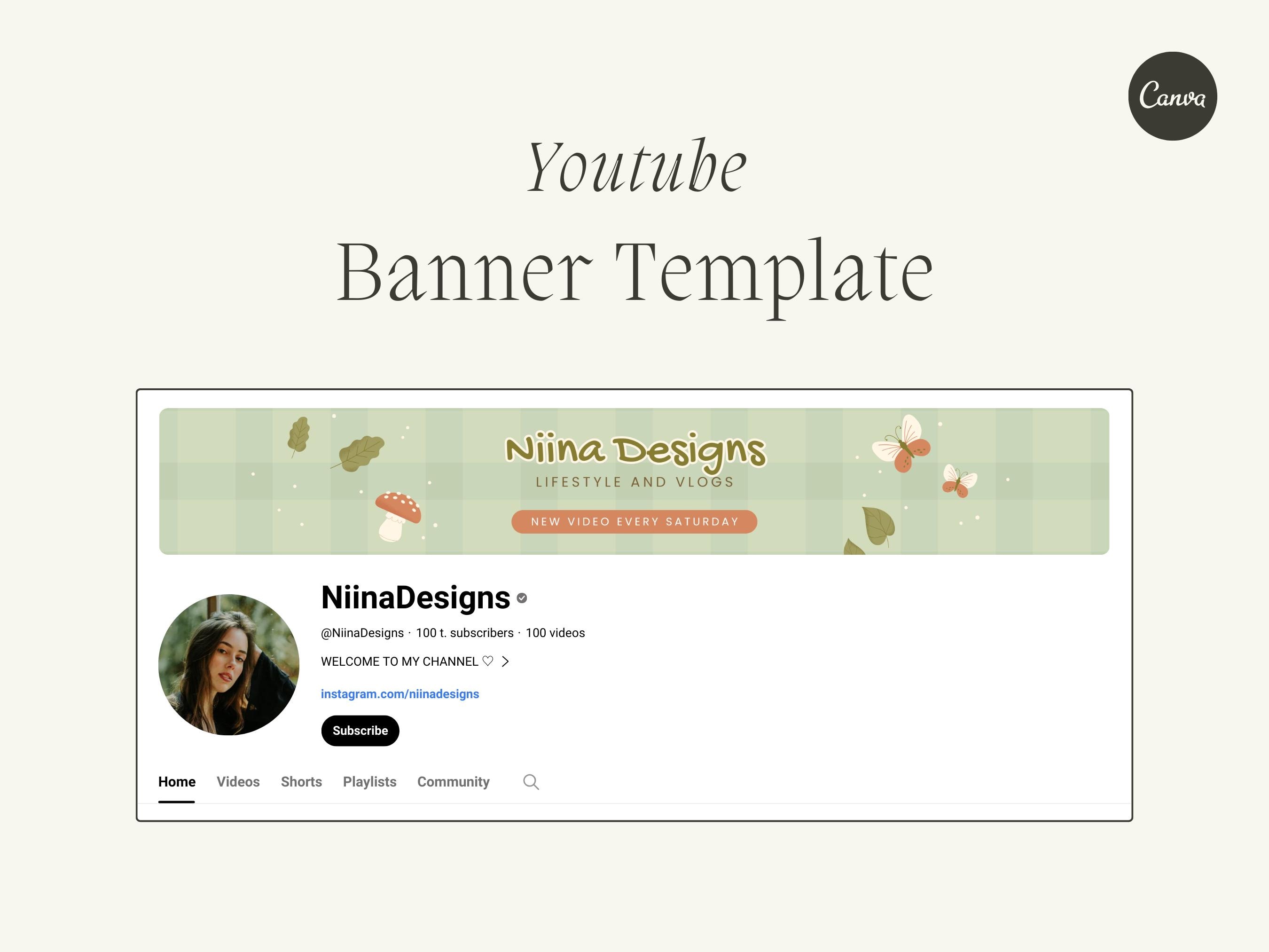 COTTAGE CORE Youtube Channel Banner | Editable Canva Template | Forest ...