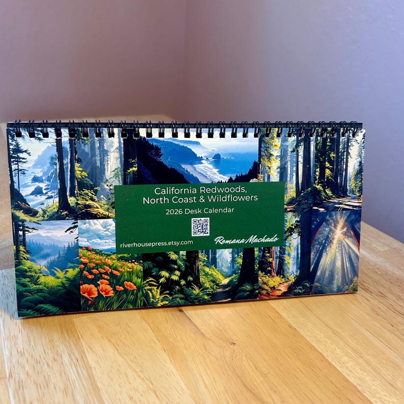 2026 Nature Art Desk Calendar, California Redwoods, North Coast ...