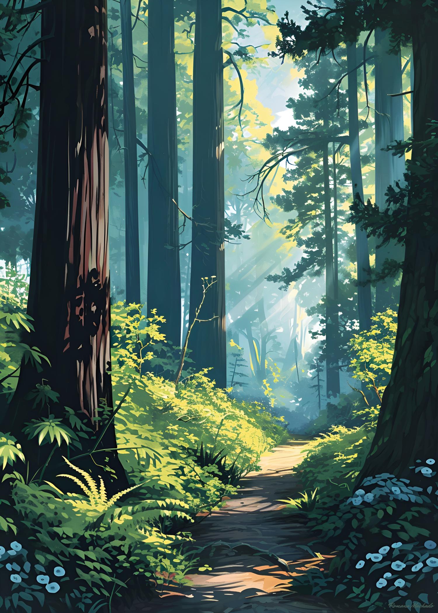 Hiking Trail Poster, Redwood Forest Path Print, PNW Nature Wall Art ...