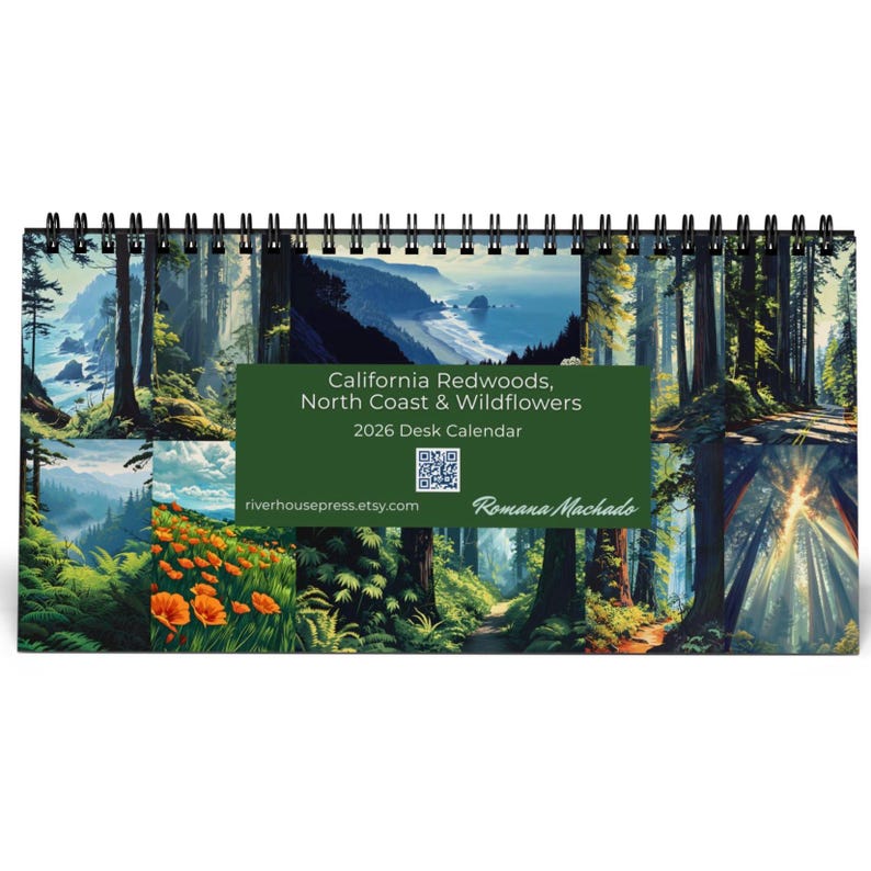 2026 Nature Art Desk Calendar, California Redwoods, North Coast ...
