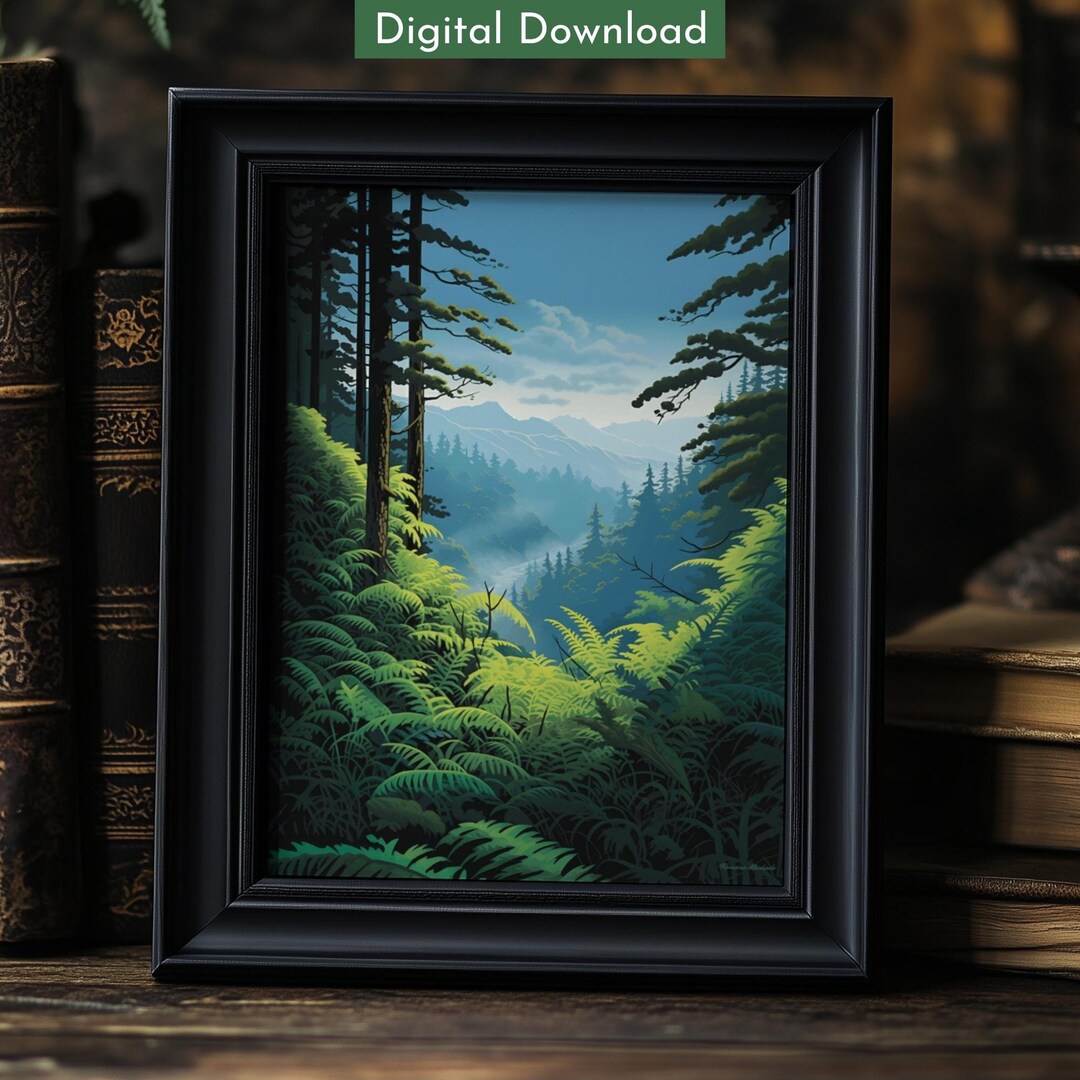 Fern Forest Vista - Digital Art Print Download - Original Northern ...