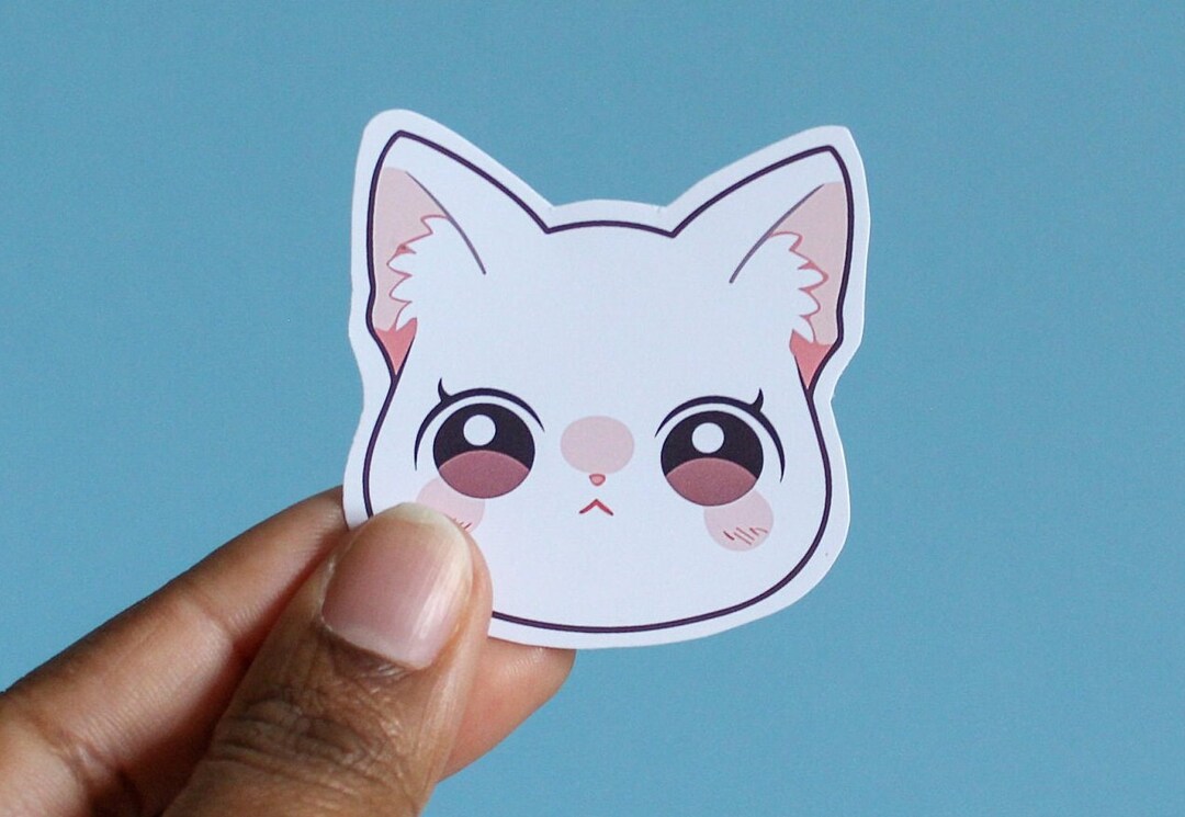 Chibi Staring Cat Sticker Kawaii Unamused Cat Face Sticker - Etsy