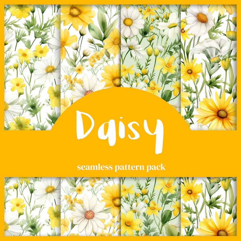 Daisy - Seamless Pattern Pack - Etsy
