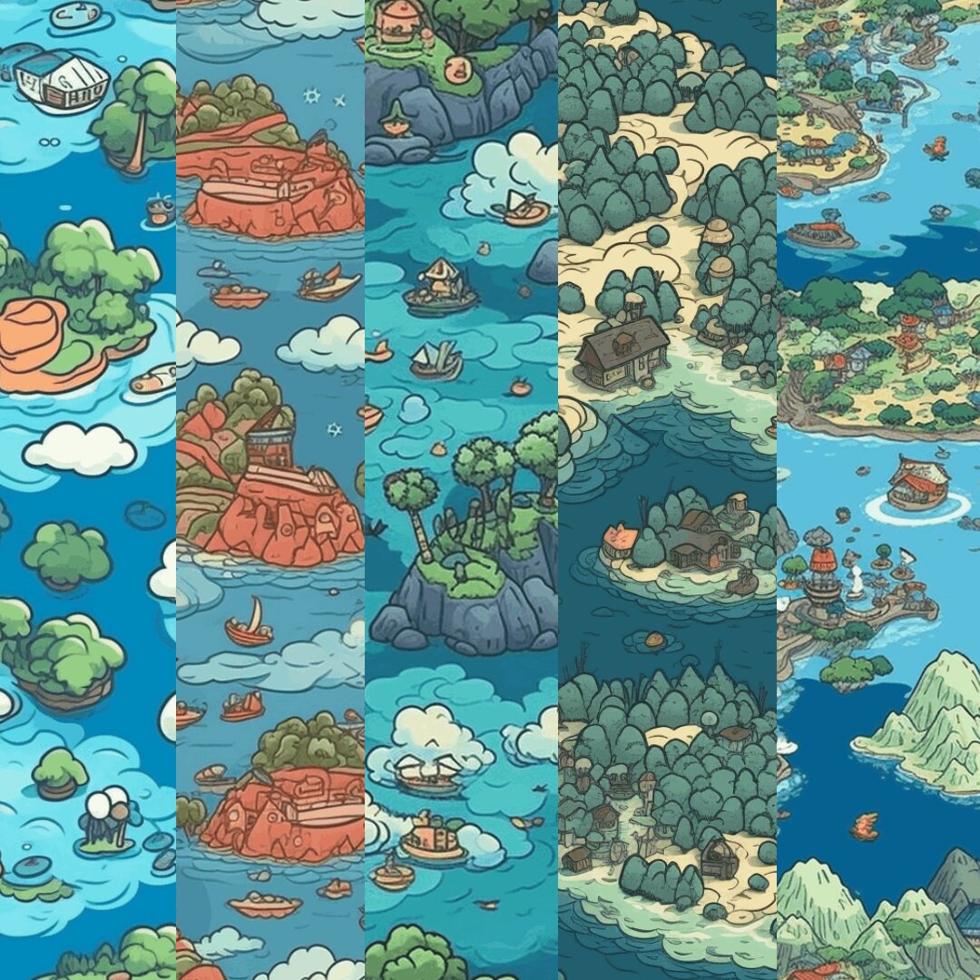 Cartoon Island Patterns (5 Pack) - Etsy
