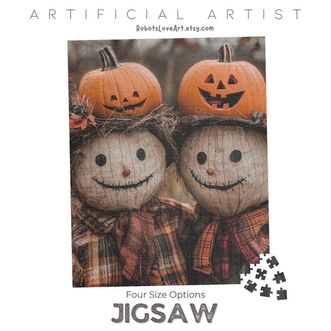 Straw Man Scarecrow Best Friends Jigsaw Puzzle Pair W Puzzle Table or ...