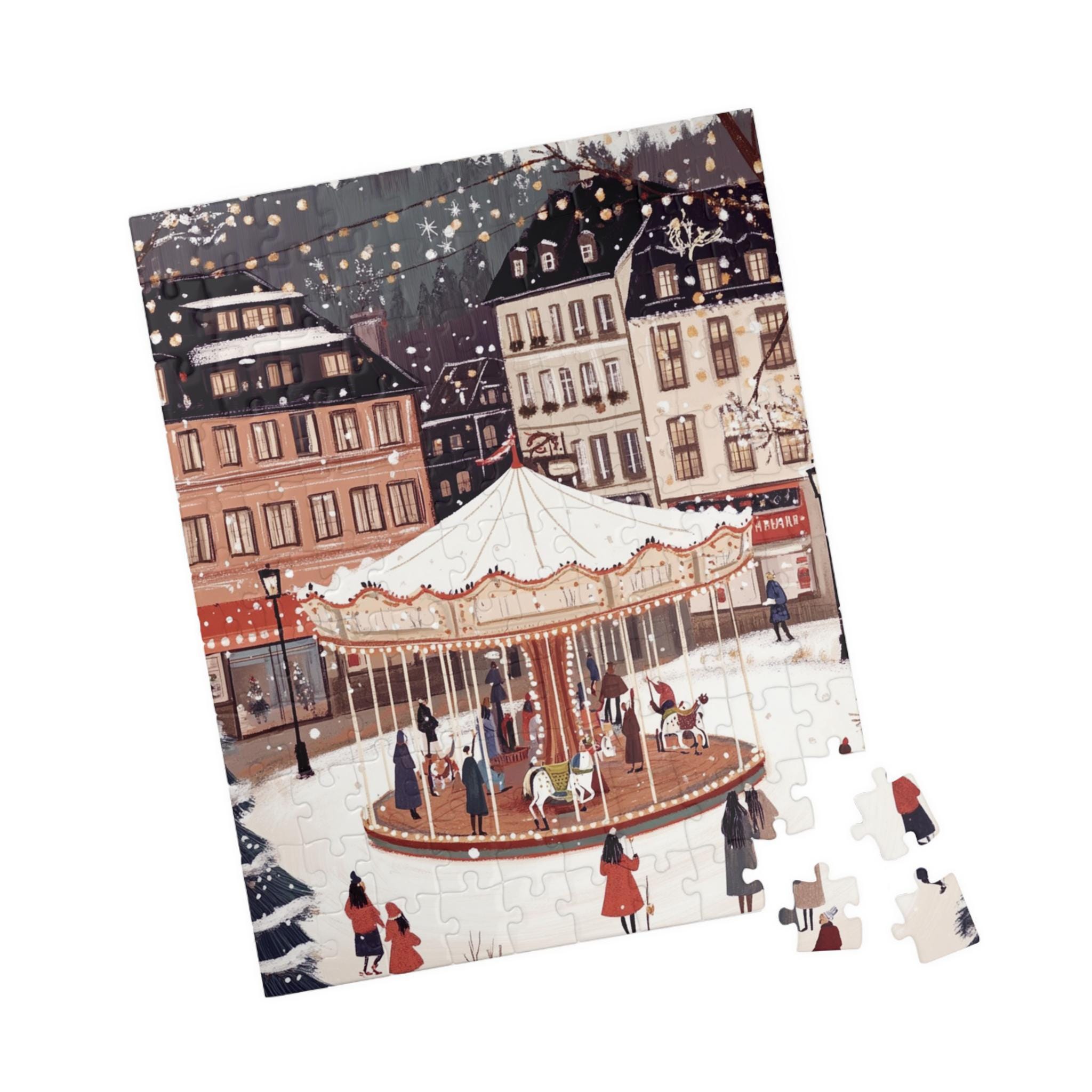 Vintage Winter Carousel Jigsaw Puzzle Perfect Game Pair Puzzle Table ...