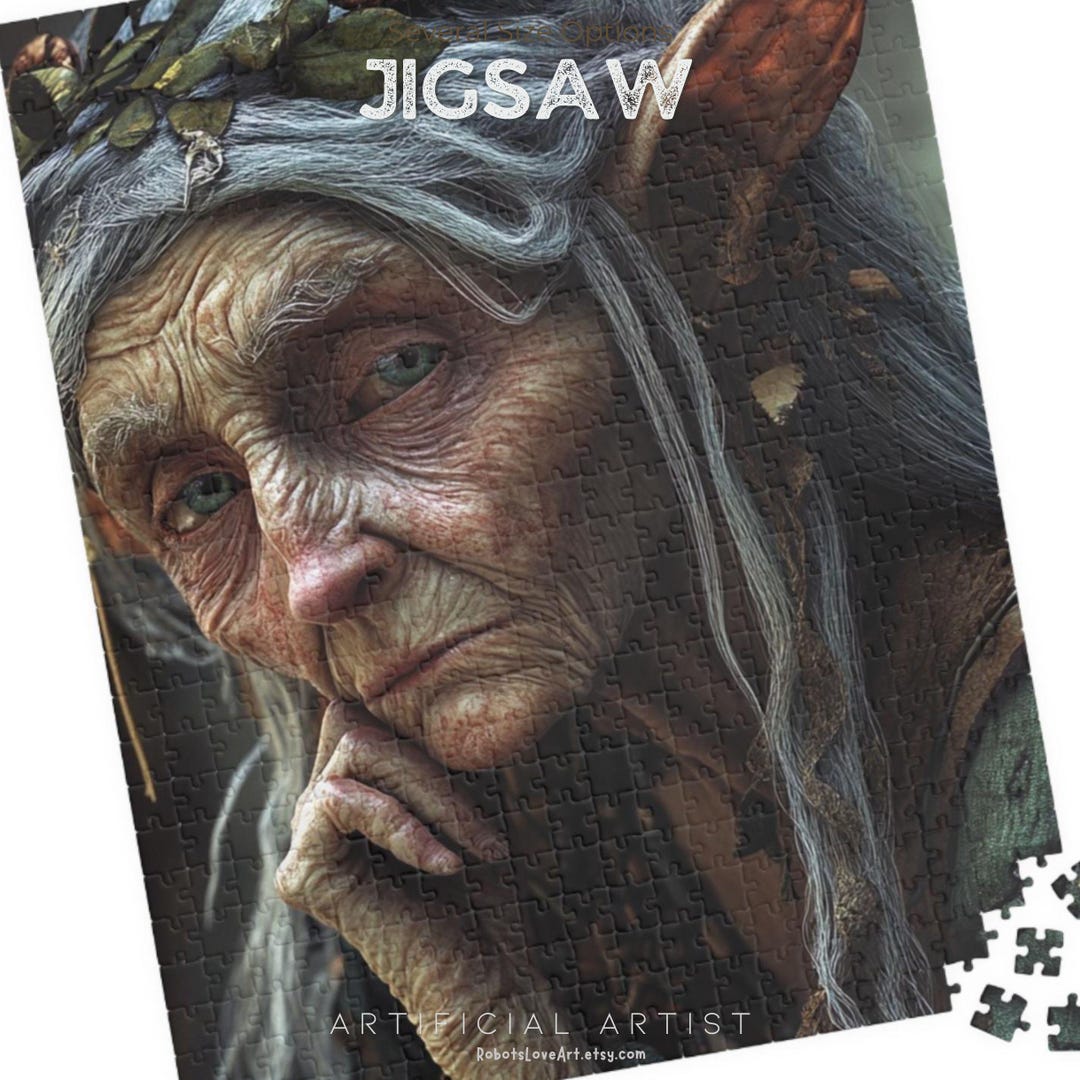 Jigsaw Puzzle, Elderly She Elf Long Gray Hair Close Up, Fantasy Puzzle ...