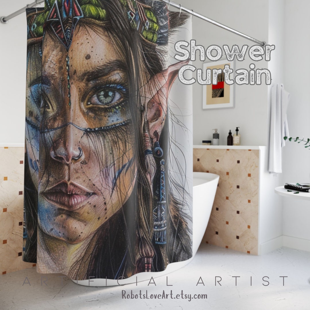 Forest She Elf Warrior Princess Shower Curtain Shower Stall Pool Shower ...