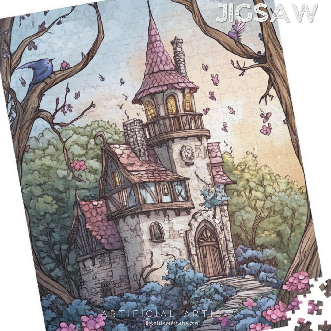 Puzzle, Quaint White Cottagecore Castle in the Forest, Jigsaw, Game ...