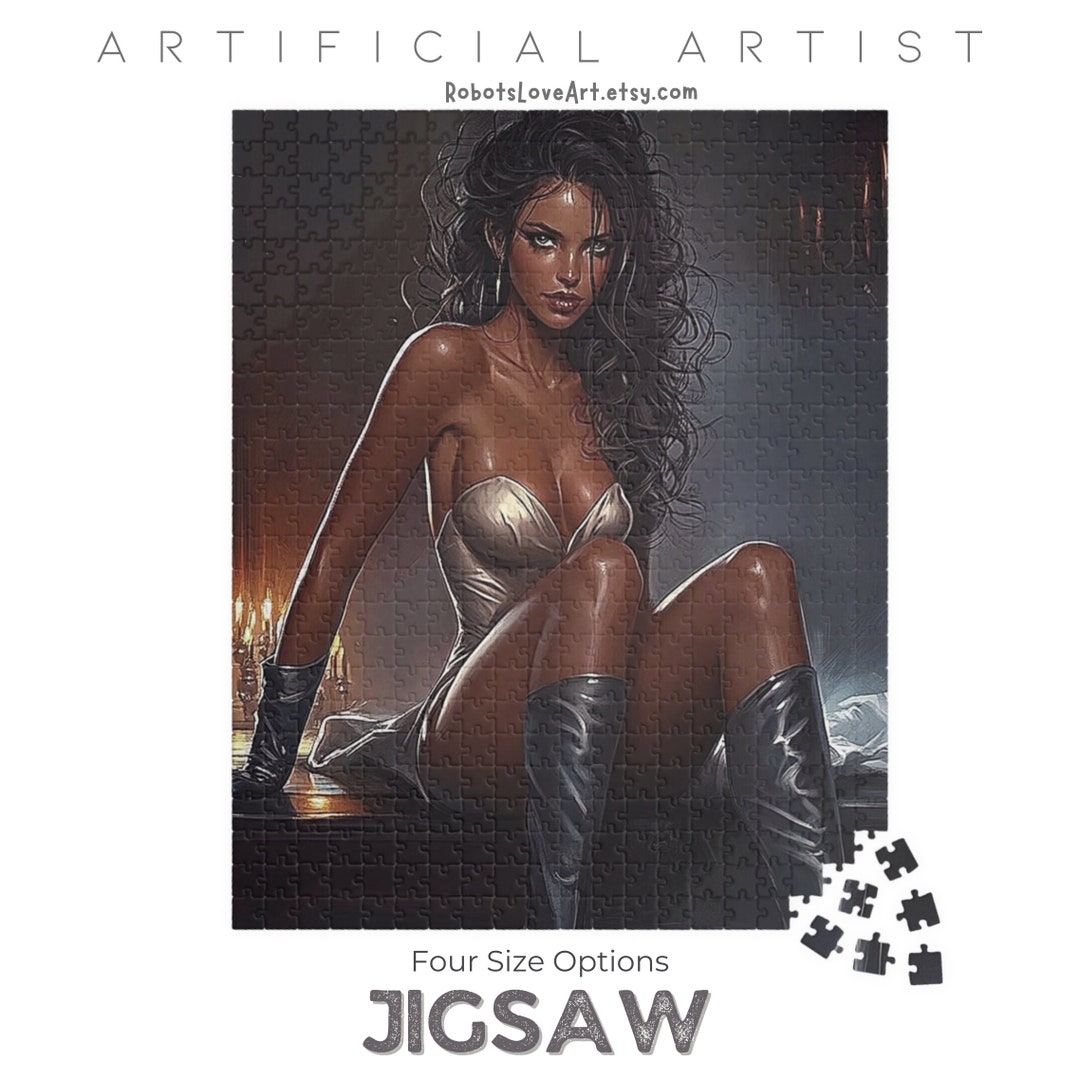 Beautiful African American Woman Jigsaw Puzzle Perfect Game Pair w Puzzle Table Puzzle Pad ...